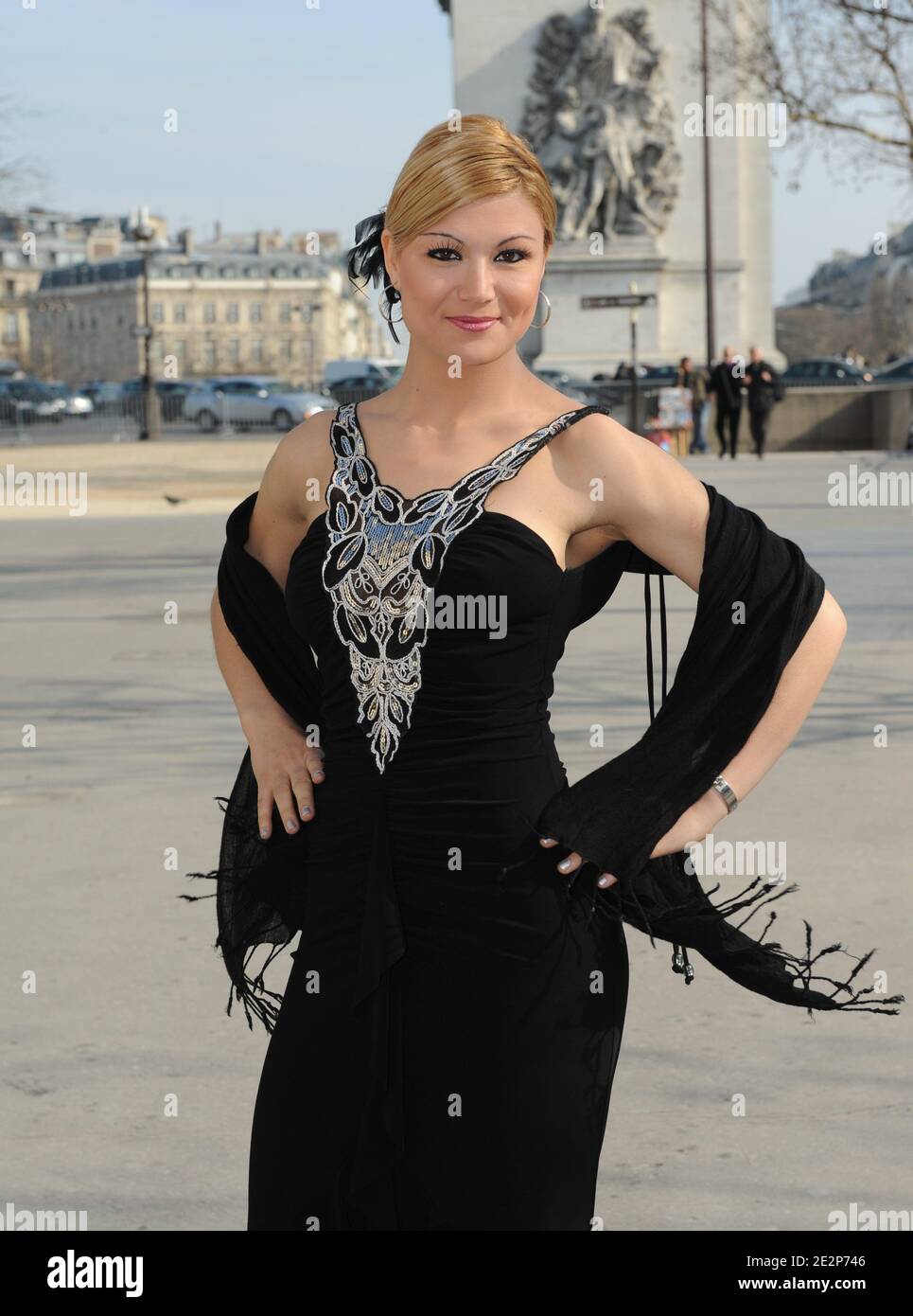 Krystina Connor posing in Paris, France on March 11, 2010, at a ...