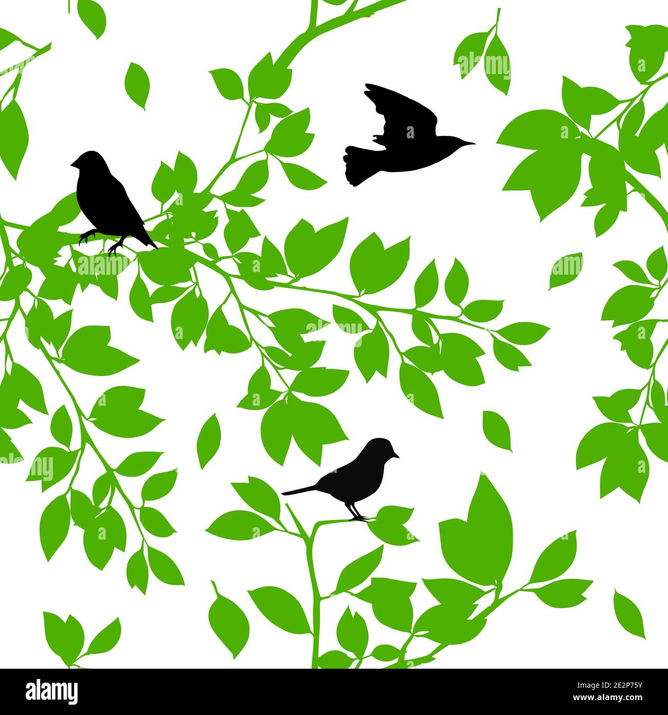 Seamless background . Tree branches and birds. Vector illustration ...