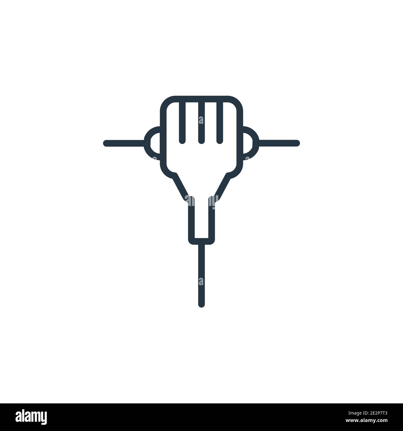 Jackhammer outline vector icon. Thin line black jackhammer icon, flat vector simple element ...