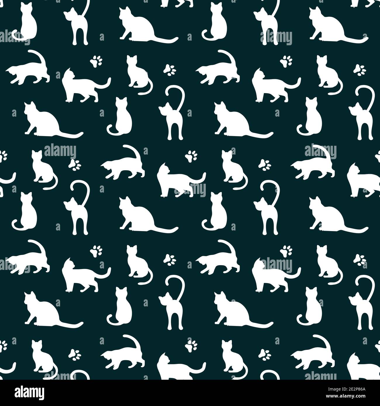 Vector seamless pattern illustration with fun cat. Animal background ...