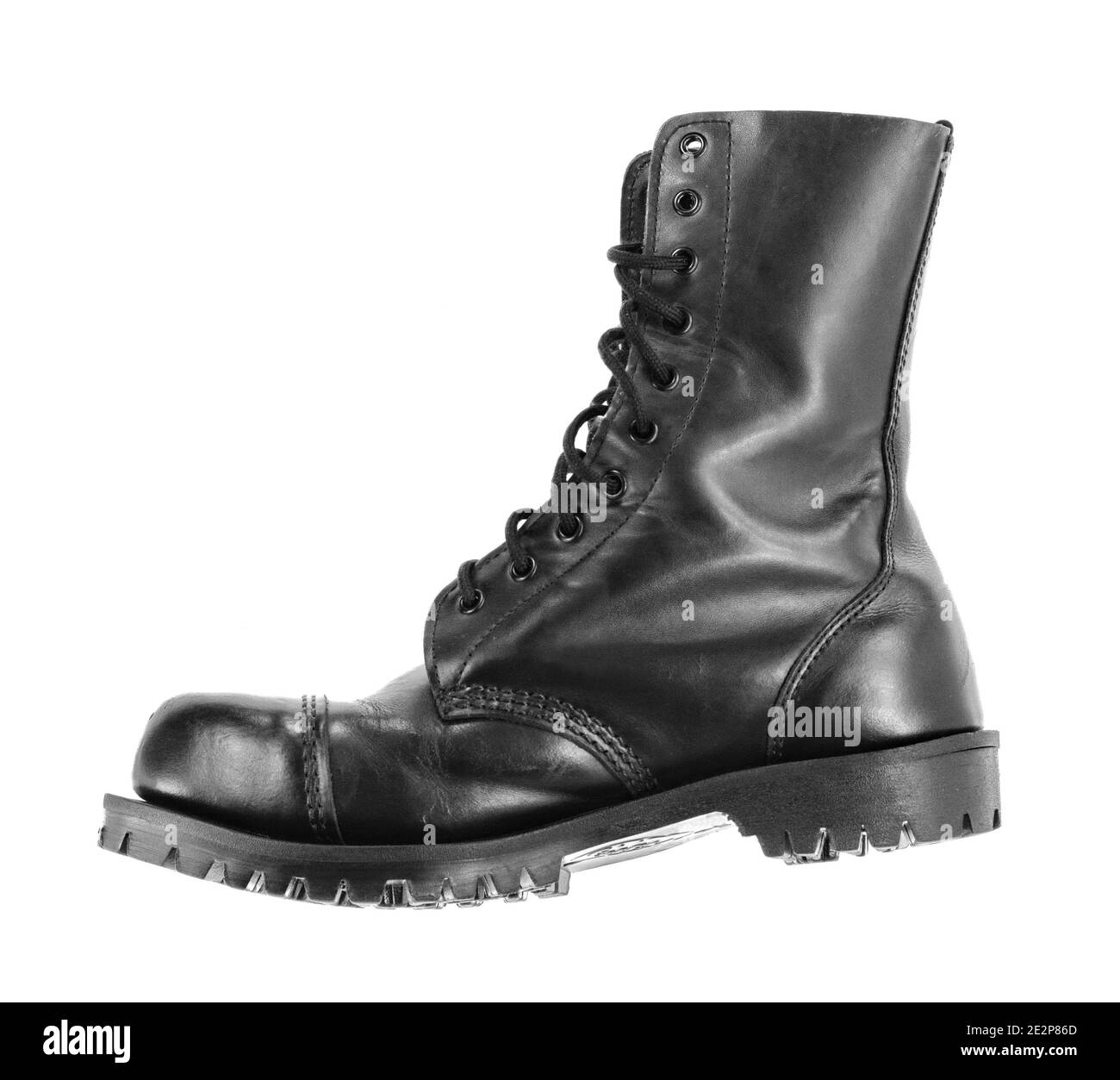 Black boots isolated on white. Steelcap leather boots isolated on white ...