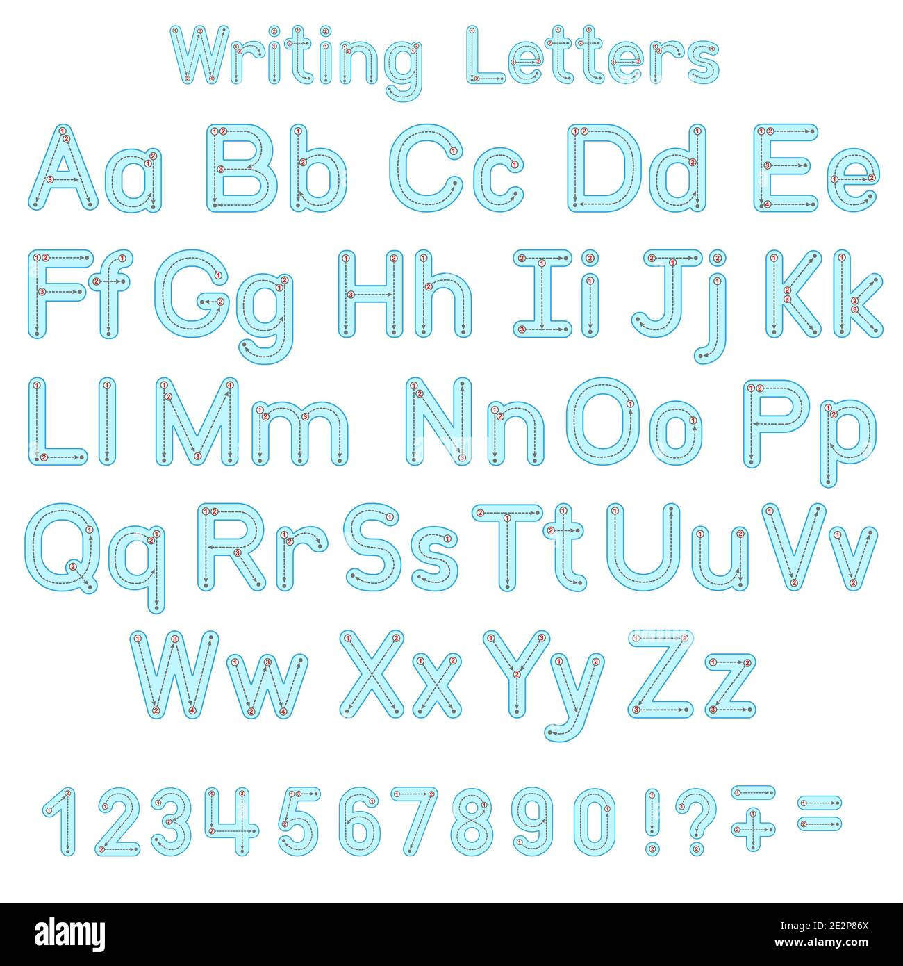 Vector english tracing alphabet. Writting Letters font dots by dots ...