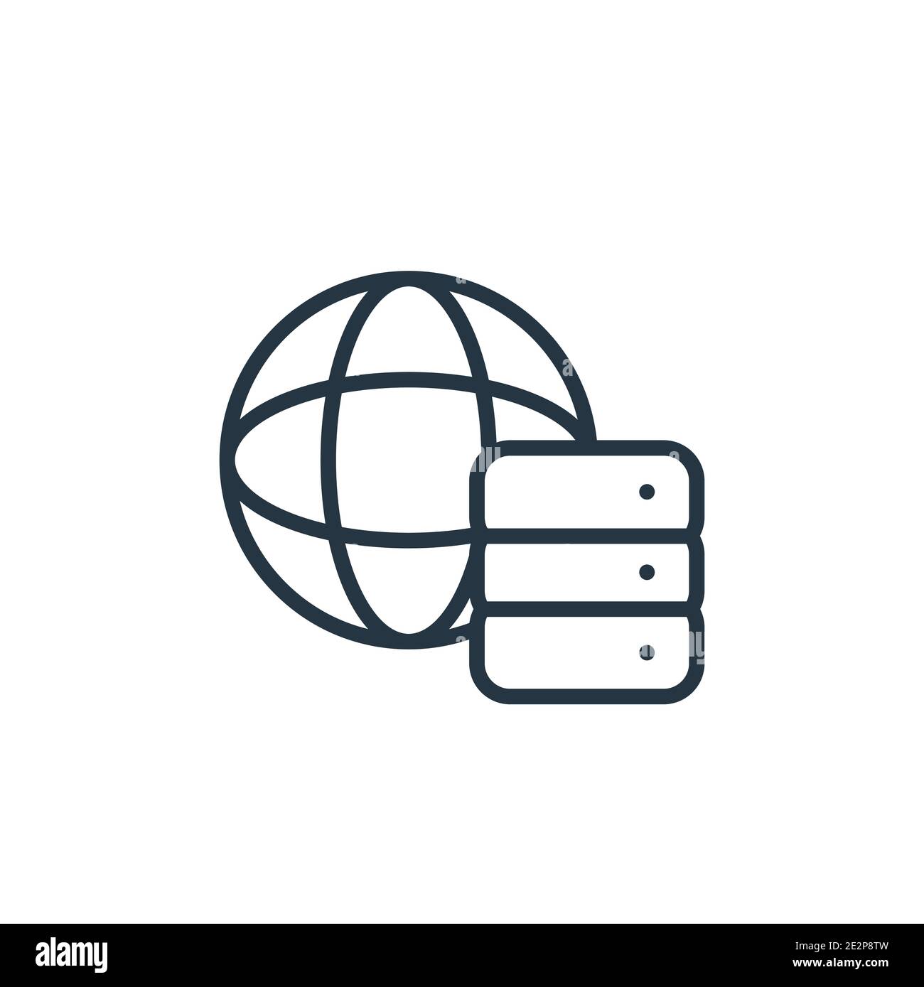 Internet server outline vector icon. Thin line black internet server ...