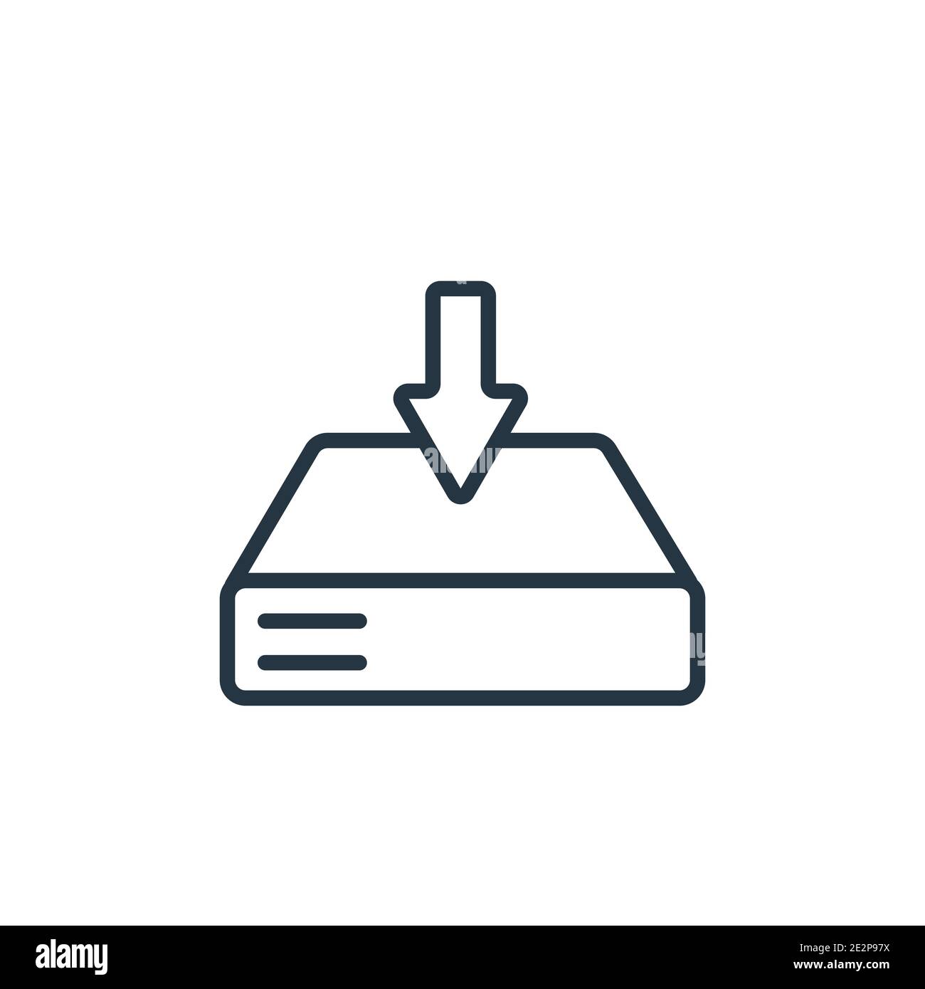 Save file outline vector icon. Thin line black save file icon, flat vector simple element ...