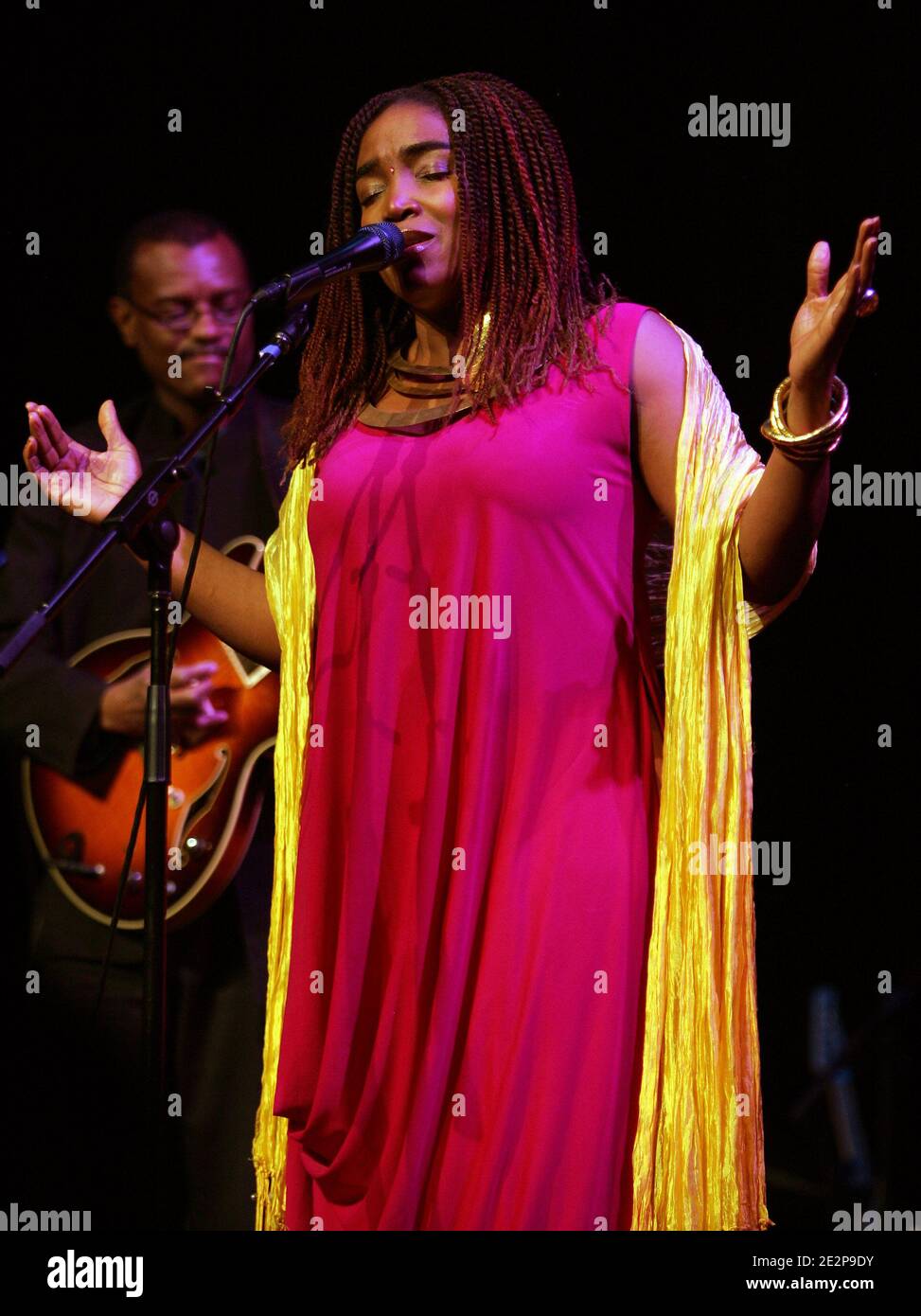 Haitian singer Emeline Michel performs during a unique benefit-concert ...
