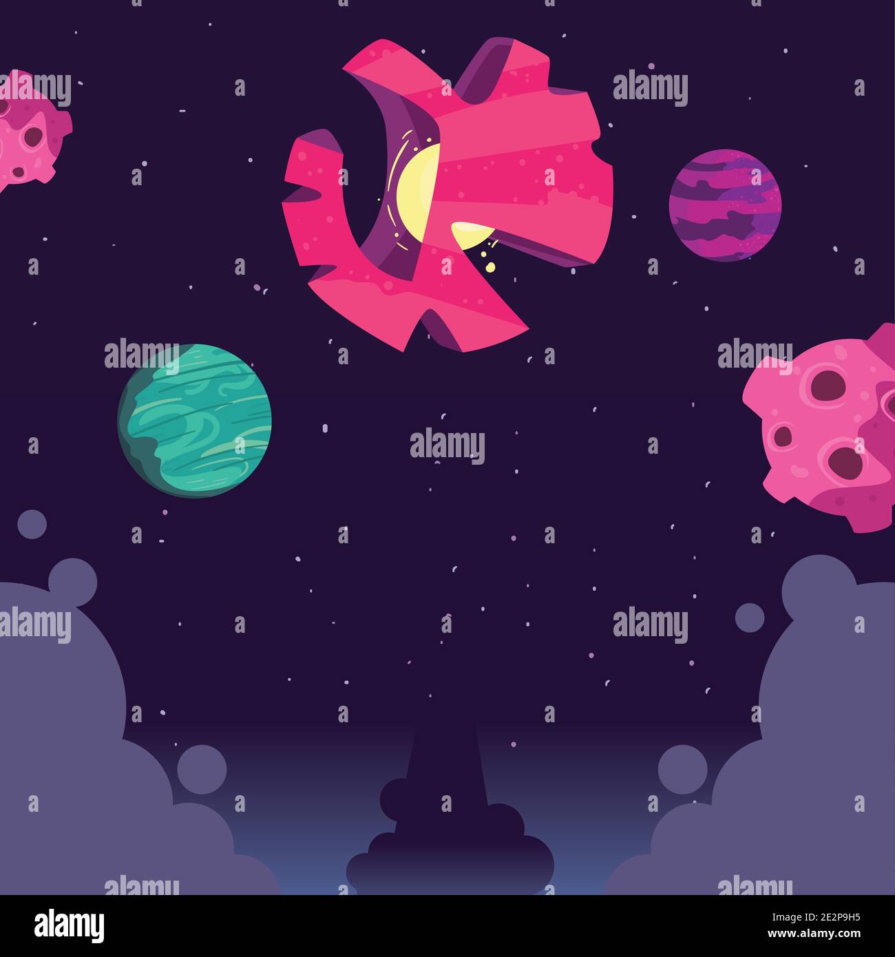 Space planets landscape of universe cosmos and futuristic theme Vector ...