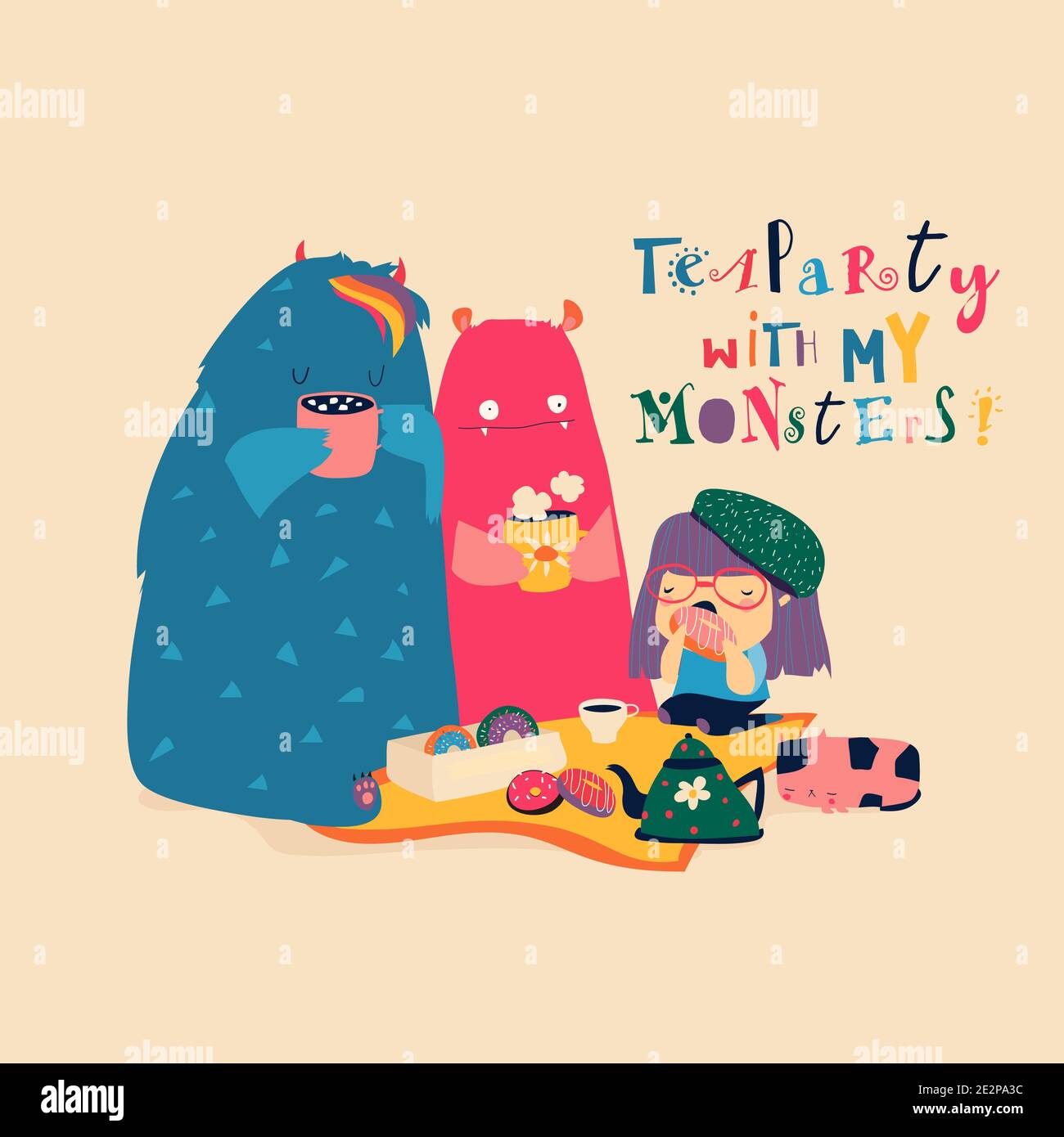 Girl tea party drink Stock Vector Images - Alamy