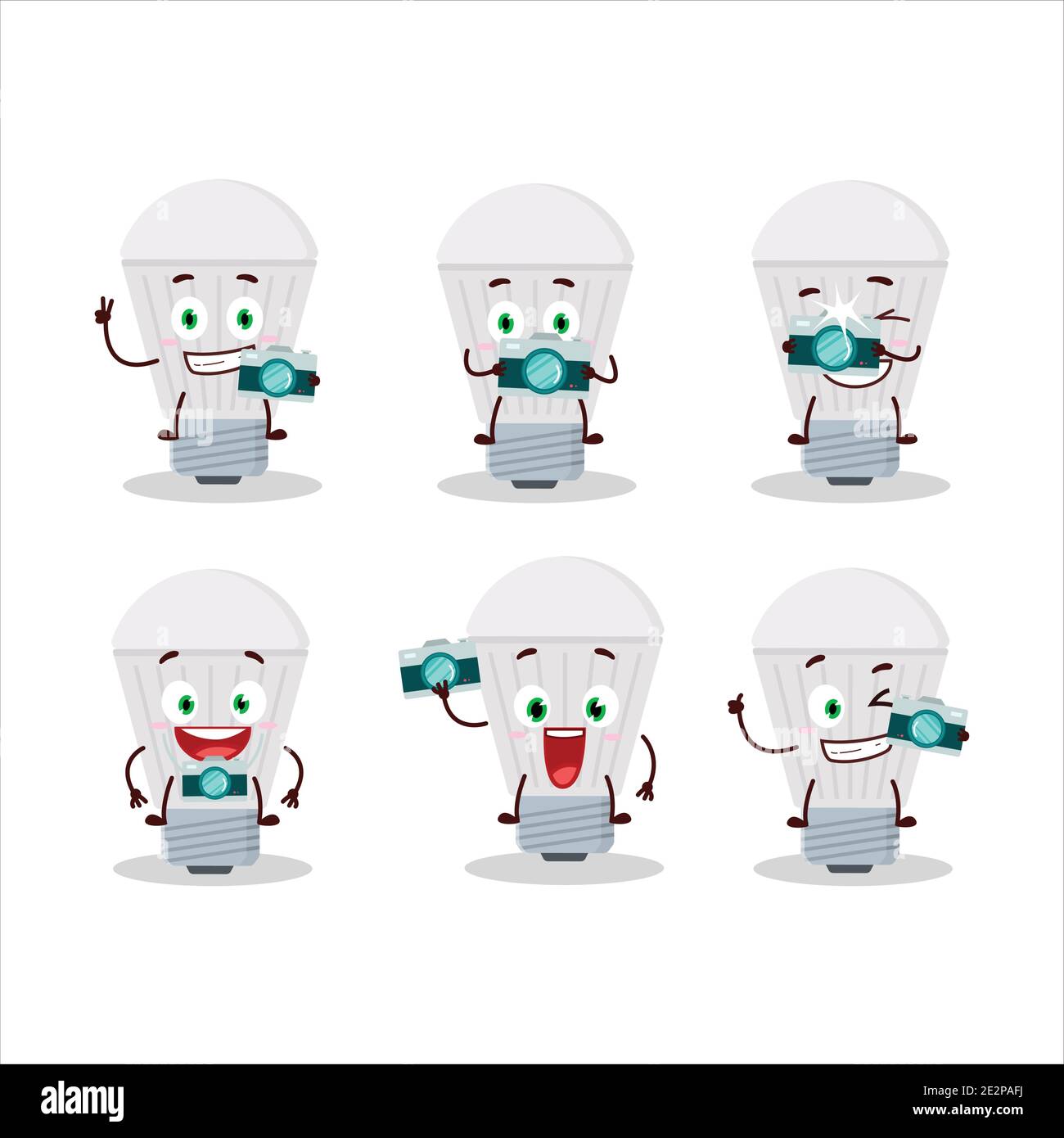 Photographer profession emoticon with led cartoon character. Vector ...