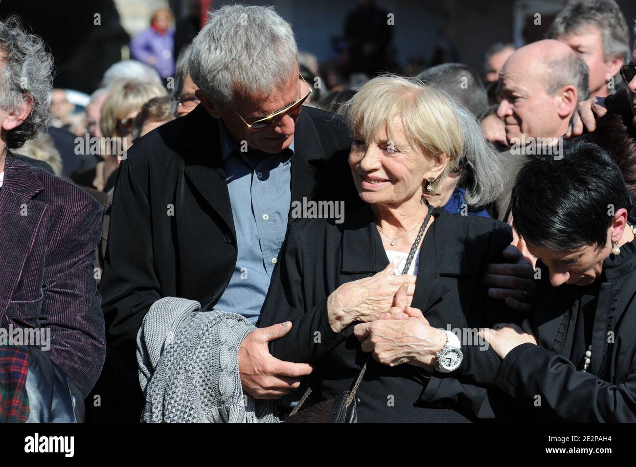 Colette, the companion of French singer Jean Ferrat attends a ceremony ...