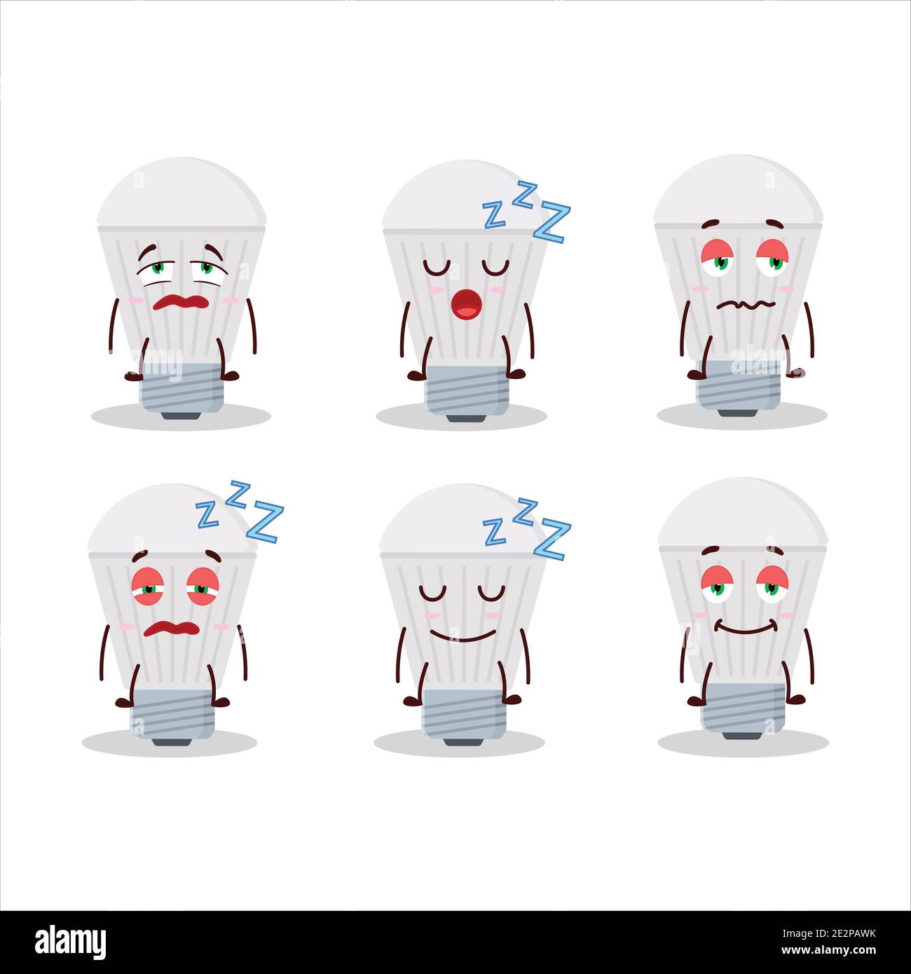 Cartoon character of led with sleepy expression. Vector illustration ...