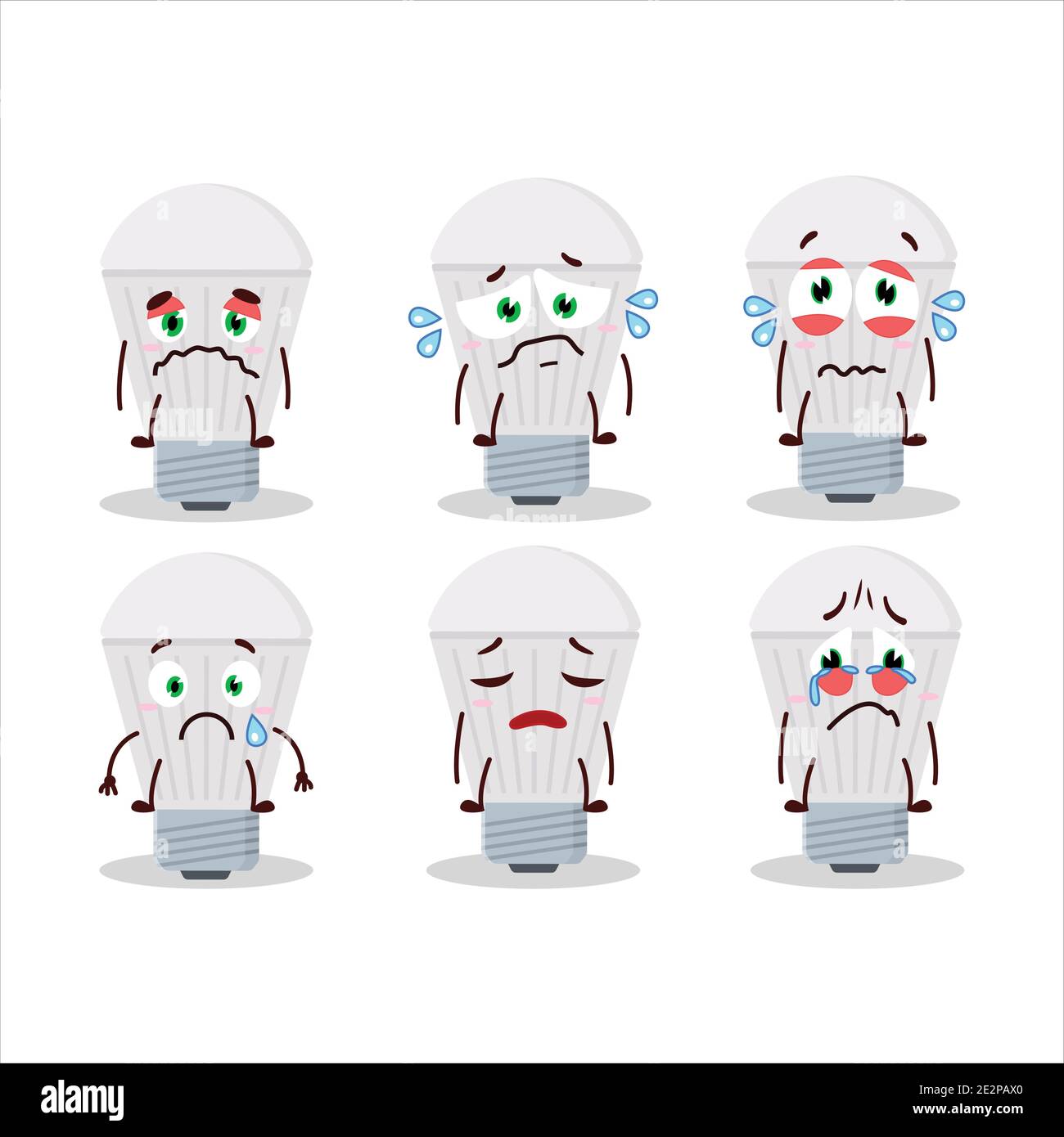 Led cartoon in character with sad expression. Vector illustration Stock ...