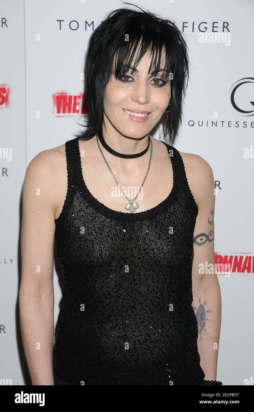Joan Jett arriving for the premiere of 'The Runaways' in New York City ...