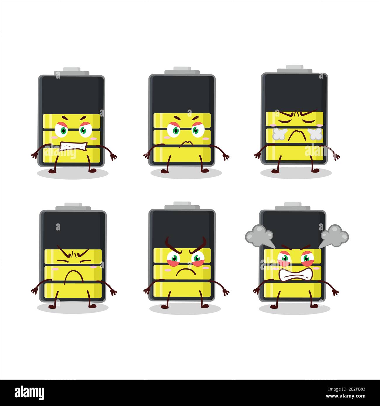 Medium battery cartoon character with various angry expressions. Vector ...