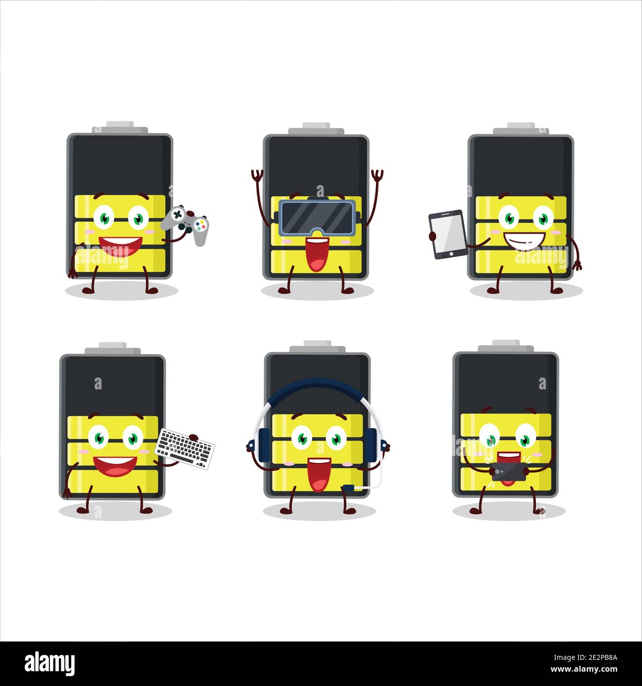 Medium battery cartoon character are playing games with various cute ...