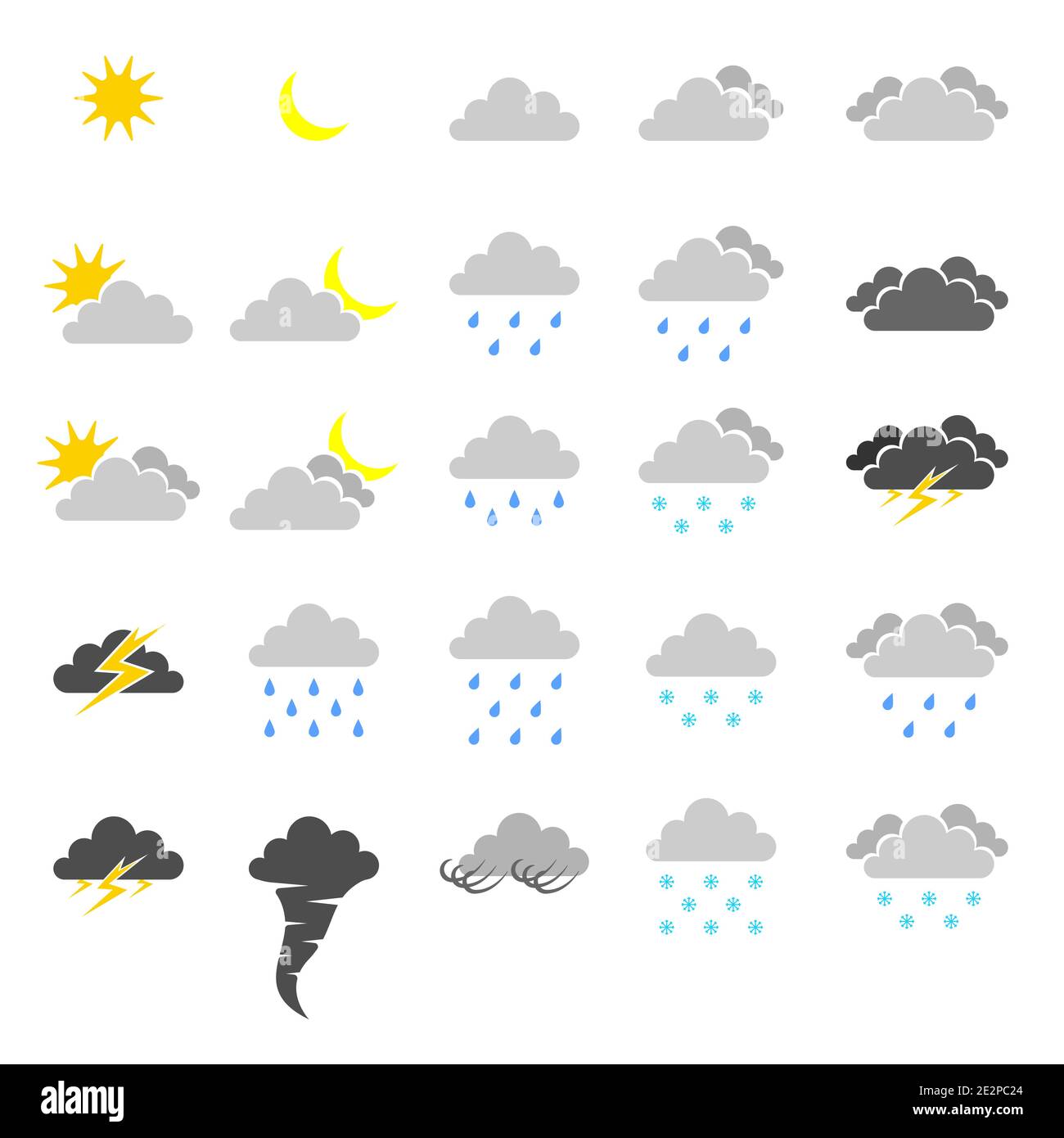 Weather forecast icons. Icons of various natural phenomena and weather ... Weather forecast icons. Icons of various natural phenomena and weather ...