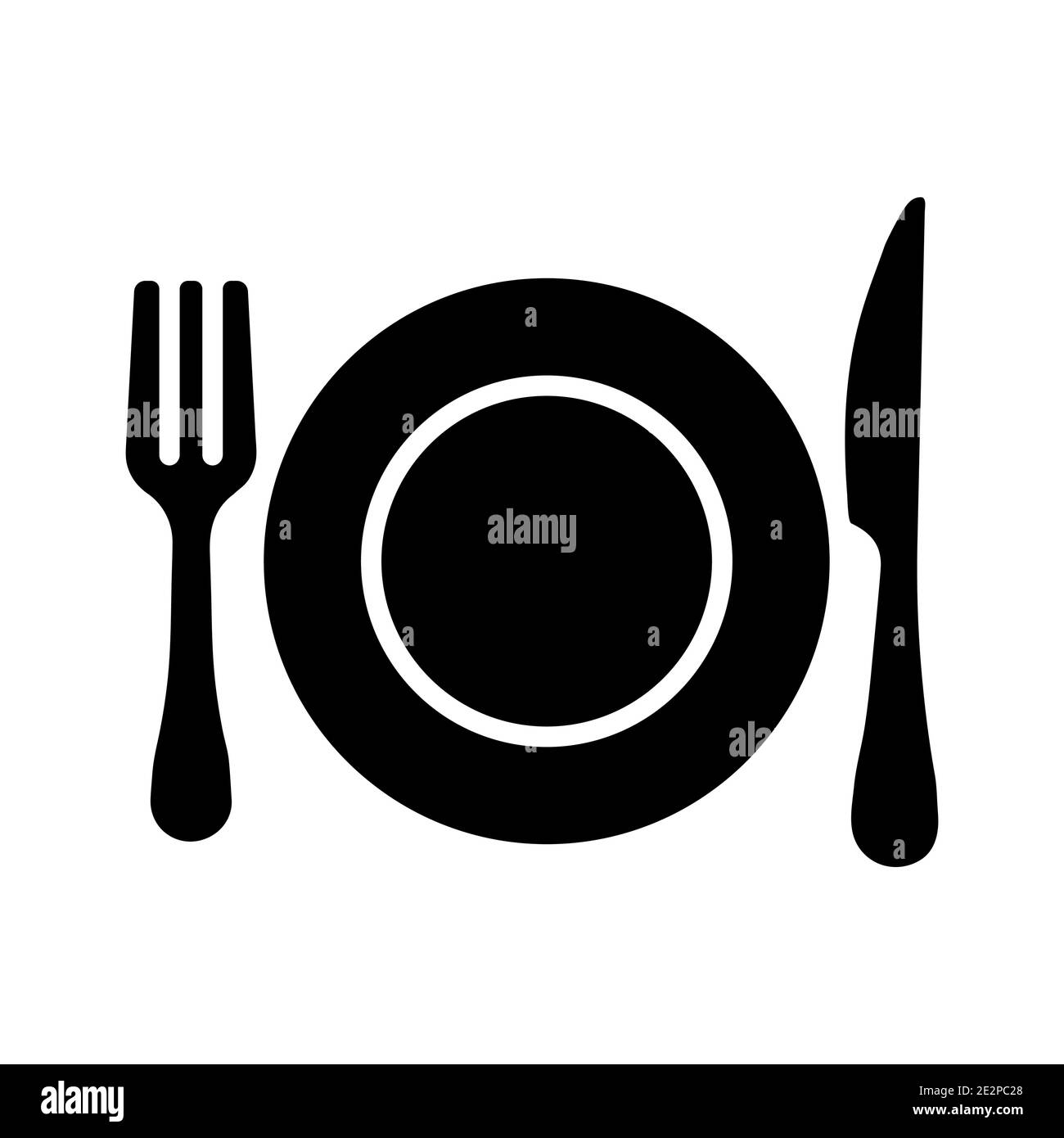 Dinner plate, knife and fork vector glyph icon. Graph symbol for ...