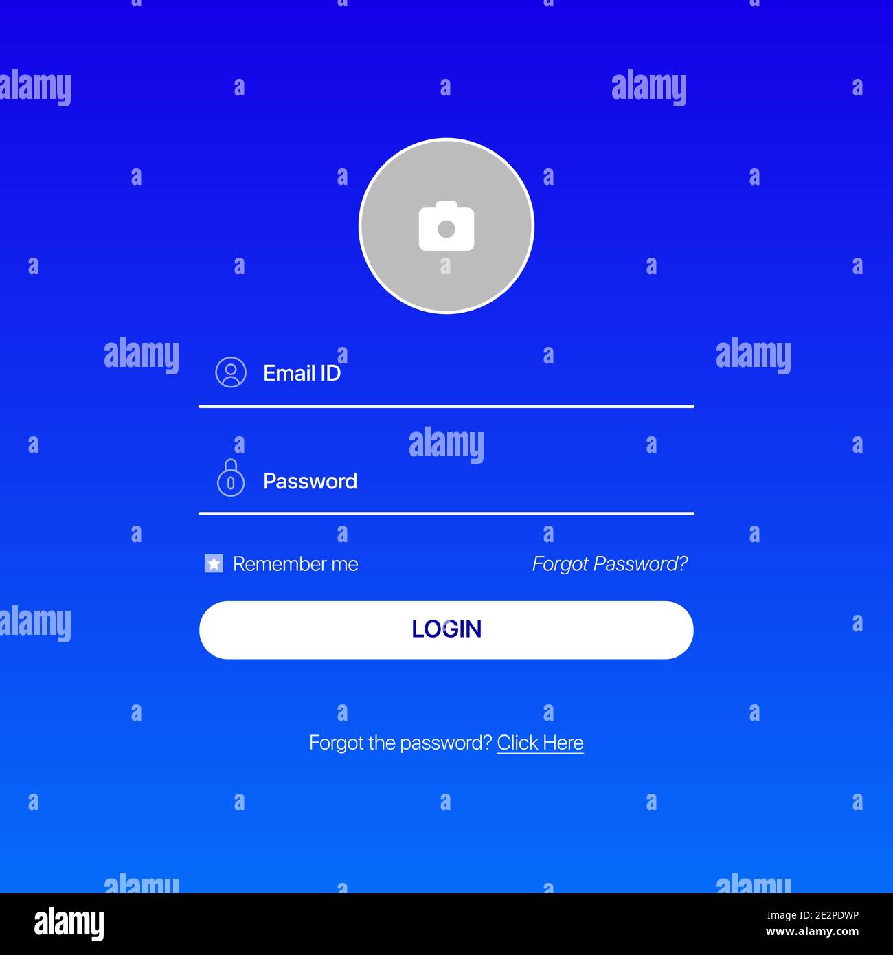Sign In Screen Blue Gradient UI Concept. Authorization Login Form ...