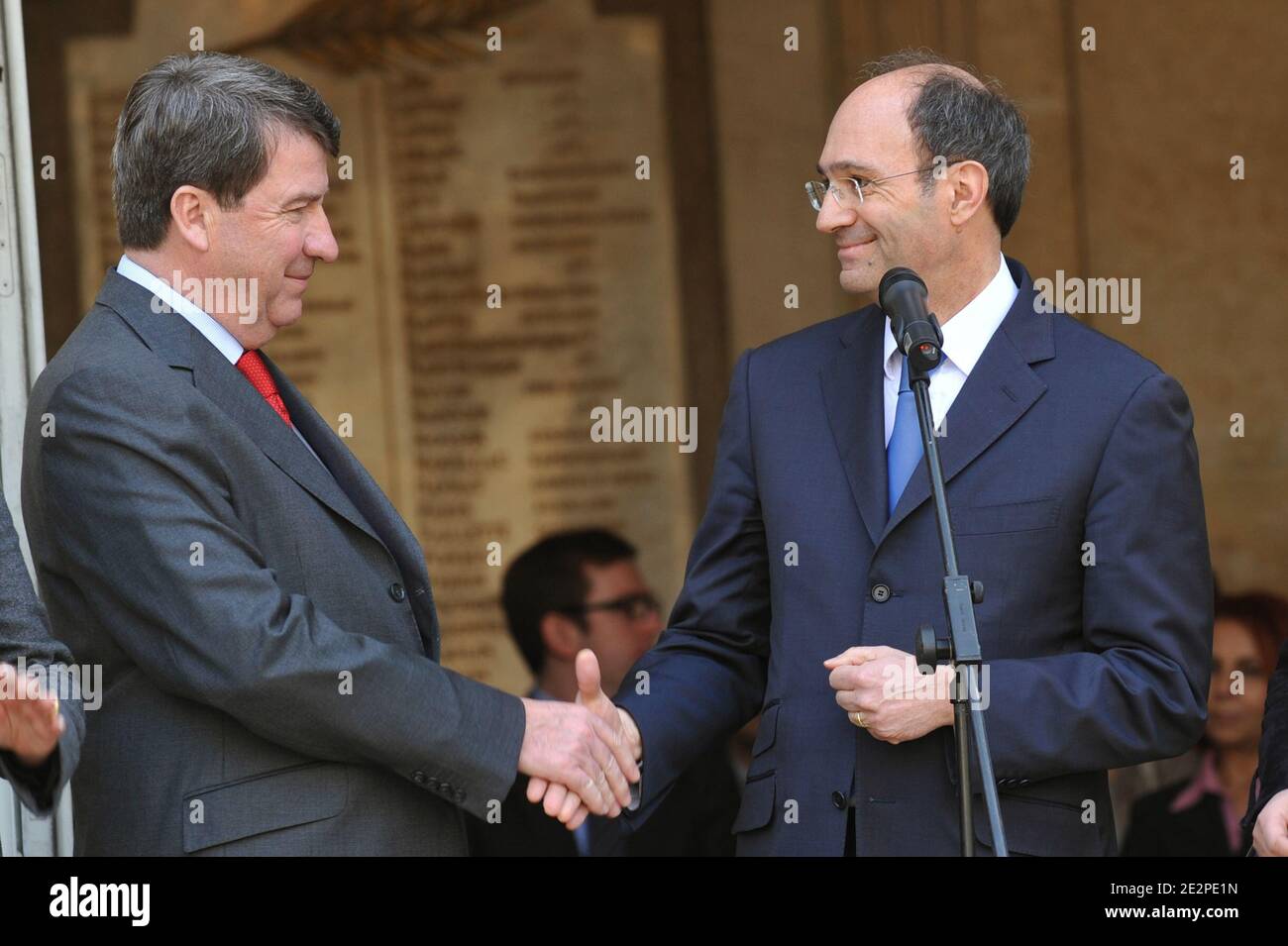 French outgoing Labour minister Xavier Darcos and Newly appointed Labor ...