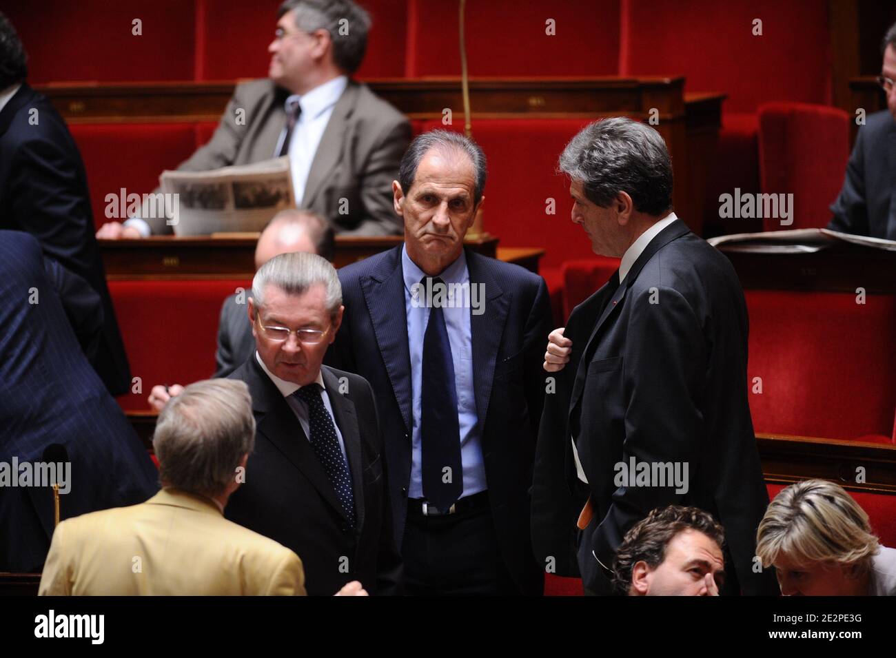 Hubert Falco and Christian Blanc are pictured during a work session at ...