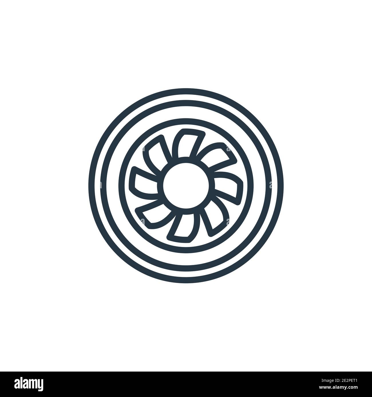Turbine outline vector icon. Thin line black turbine icon, flat vector ...