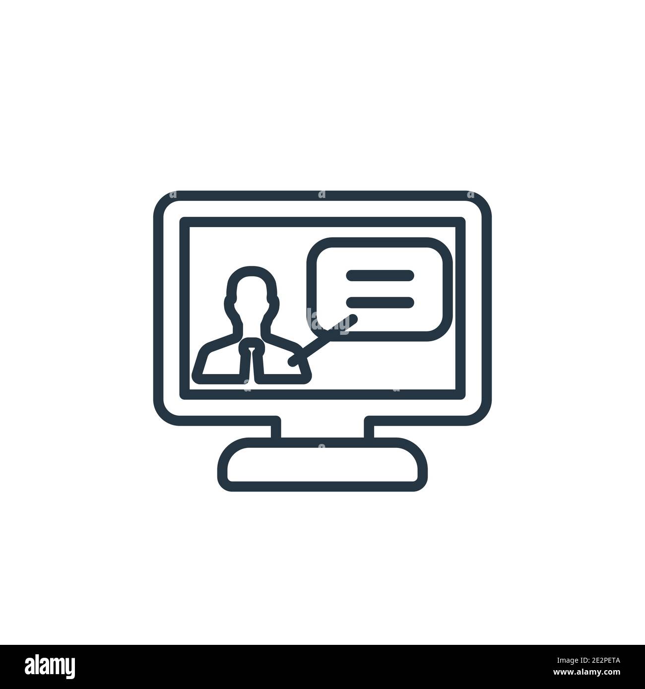 Online training outline vector icon. Thin line black online training ...