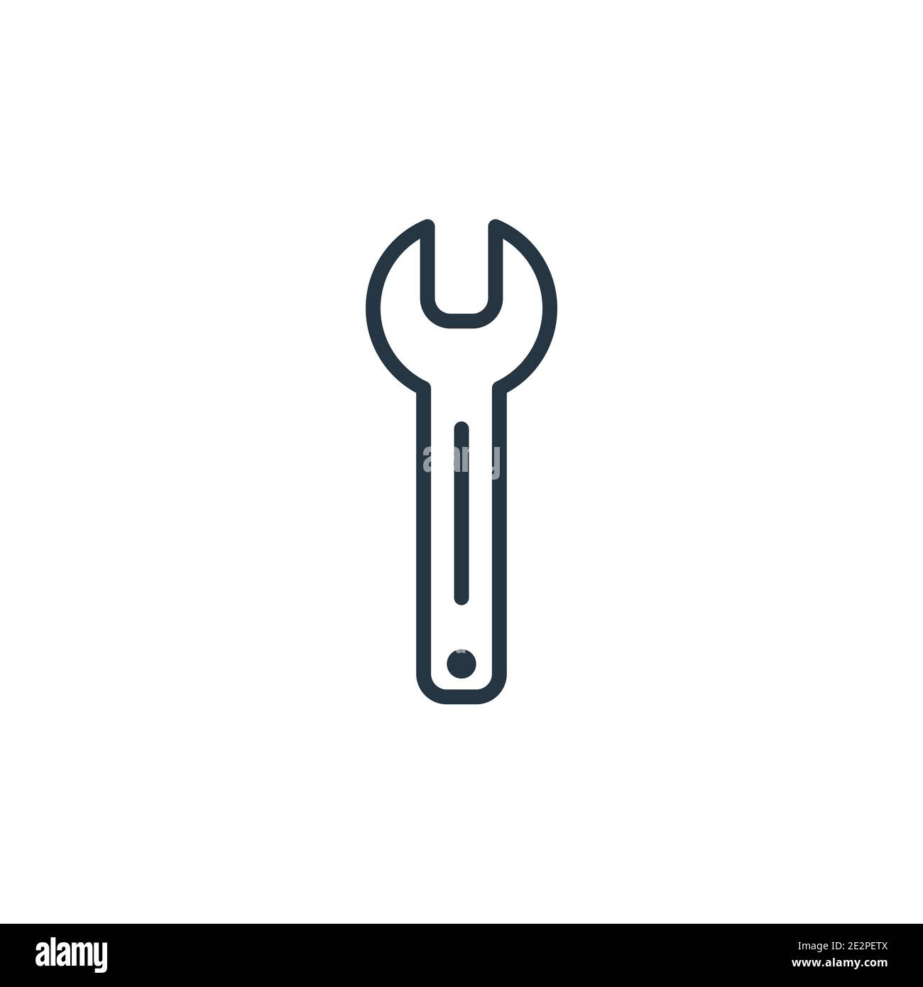 Spanner outline vector icon. Thin line black spanner icon, flat vector ...