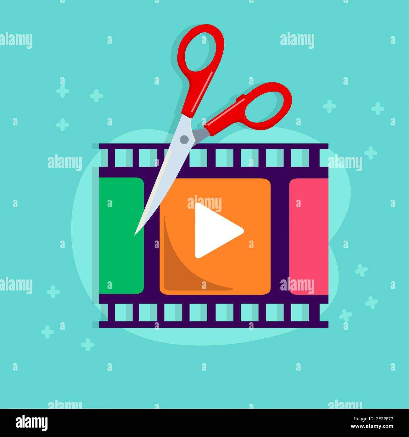 film strip with scissor for movie edit concept symbol vector ...