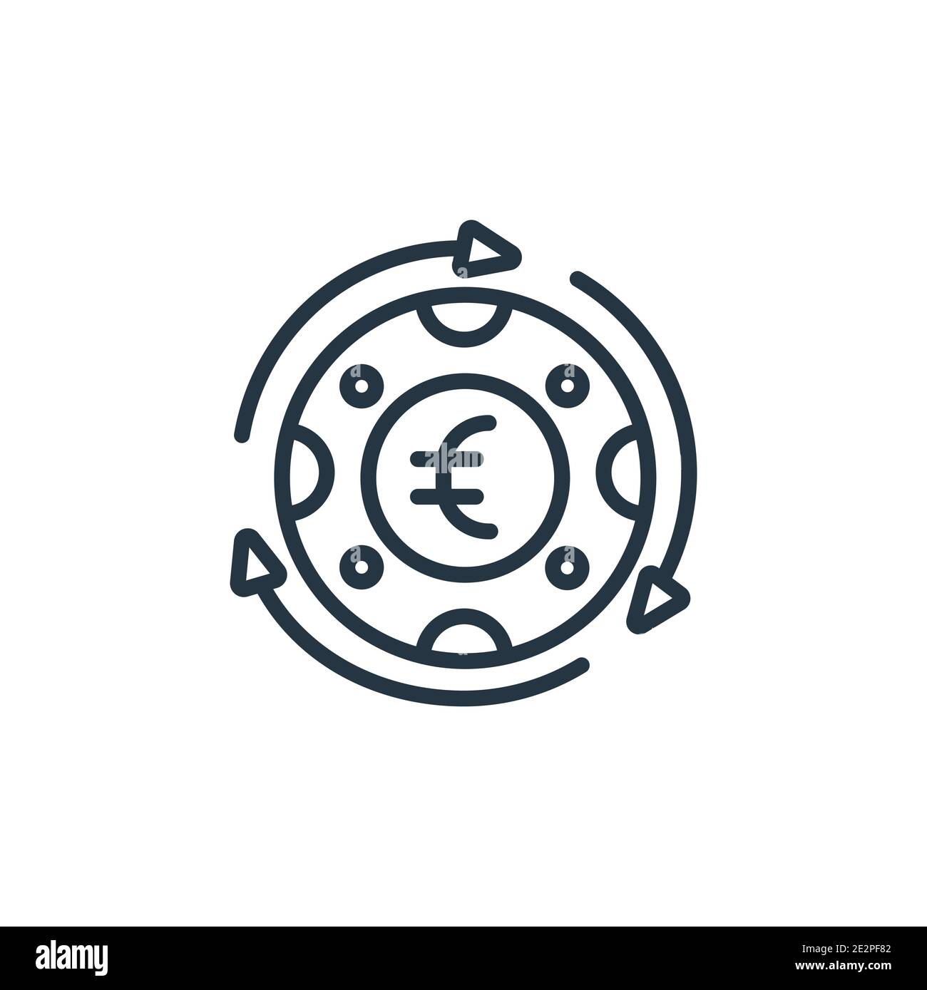 Euro currency sign in counterclockwise arrows circle outline vector ...