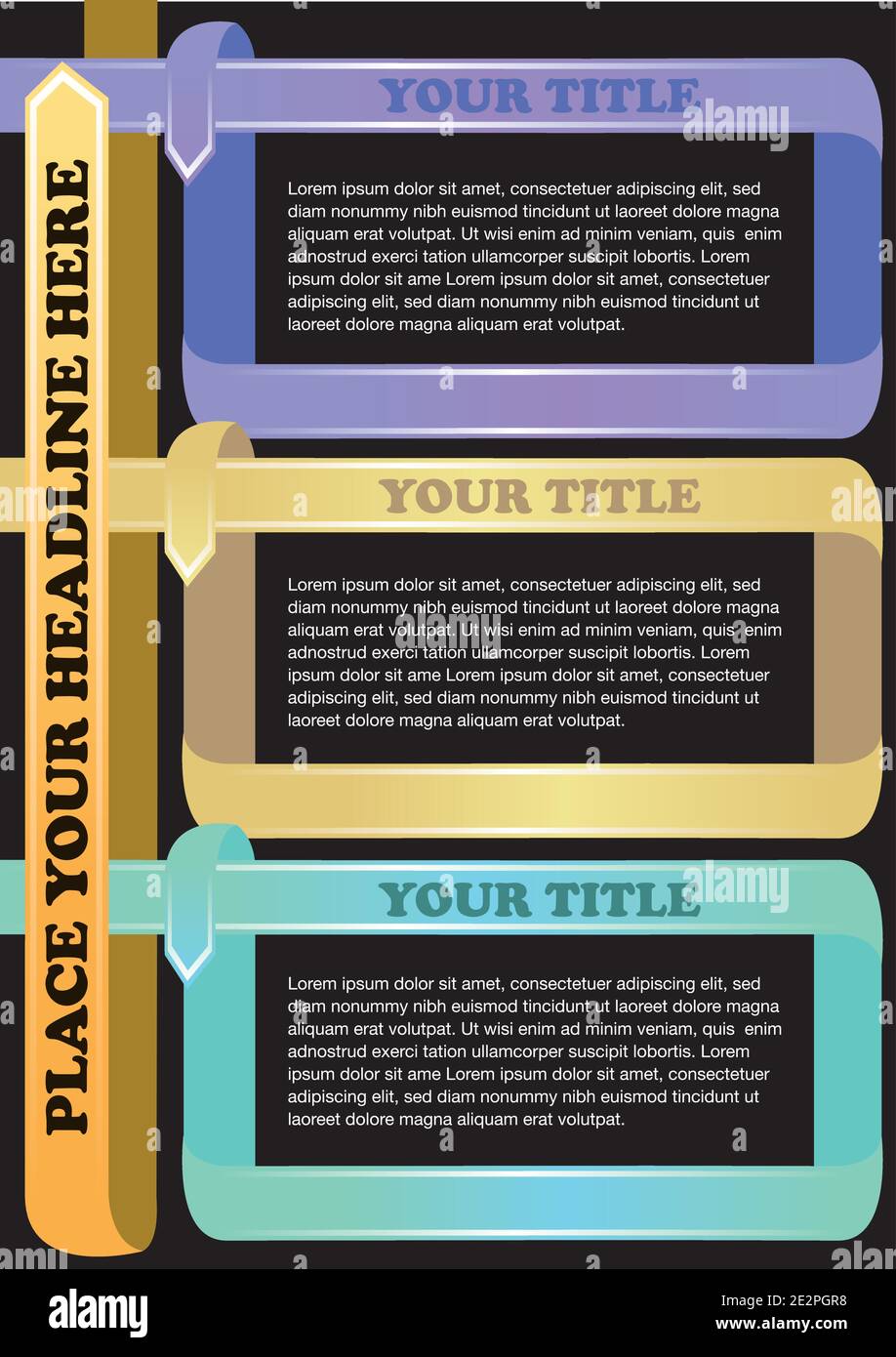 Colorful ribbon folding Vector Layout Design Template with area for ...