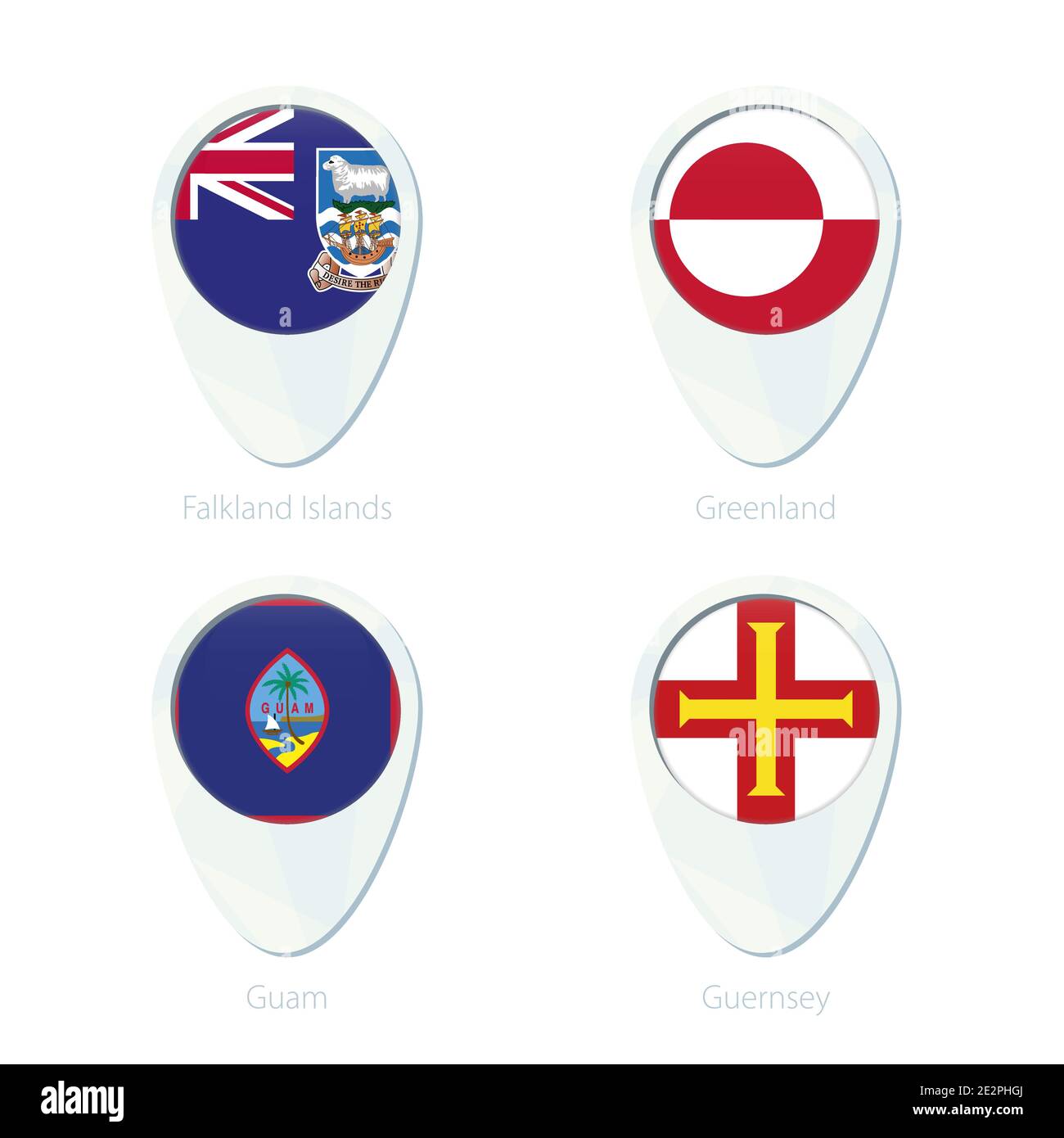 Falkland Islands, Greenland, Guam, Guernsey flag location map pin icon. Falkland Islands Flag ...