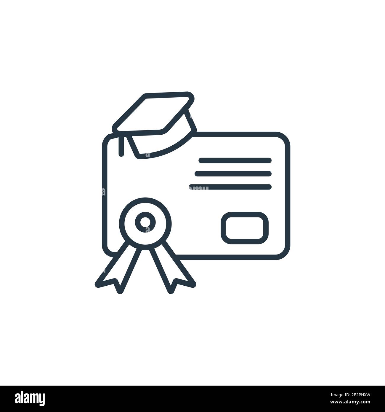 Diploma outline vector icon. Thin line black diploma icon, flat vector ...