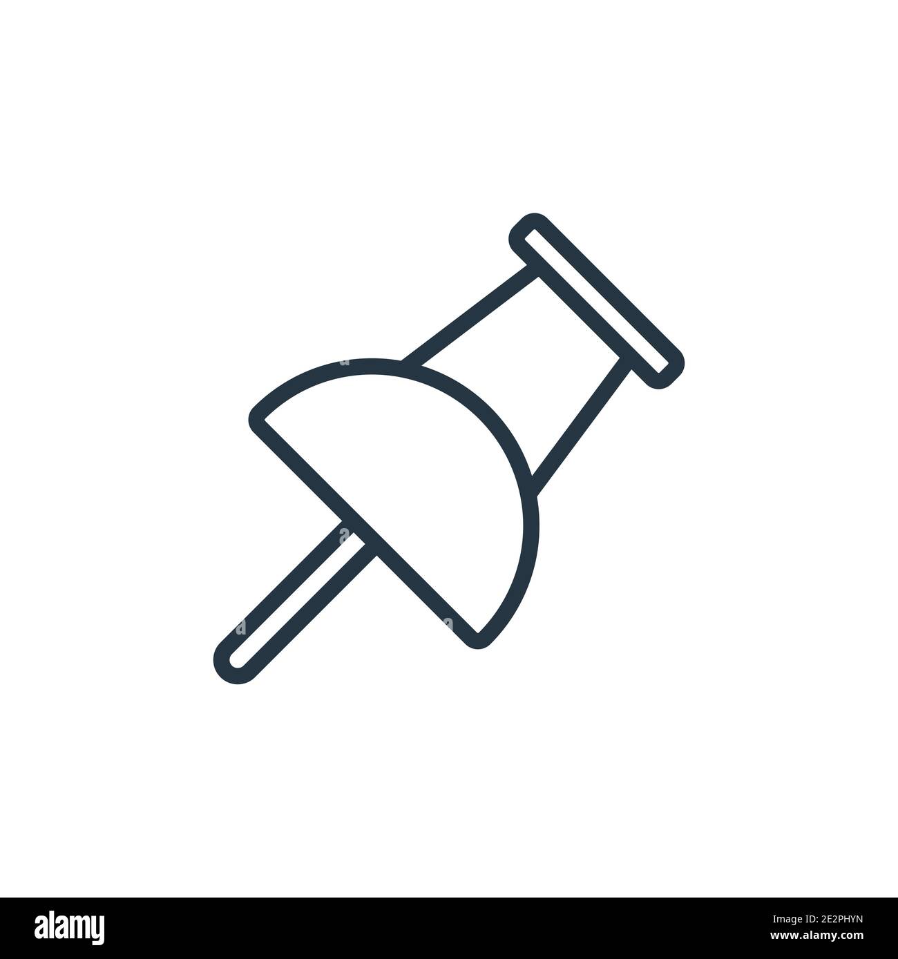 Pushpin outline vector icon. Thin line black pushpin icon, flat vector ...