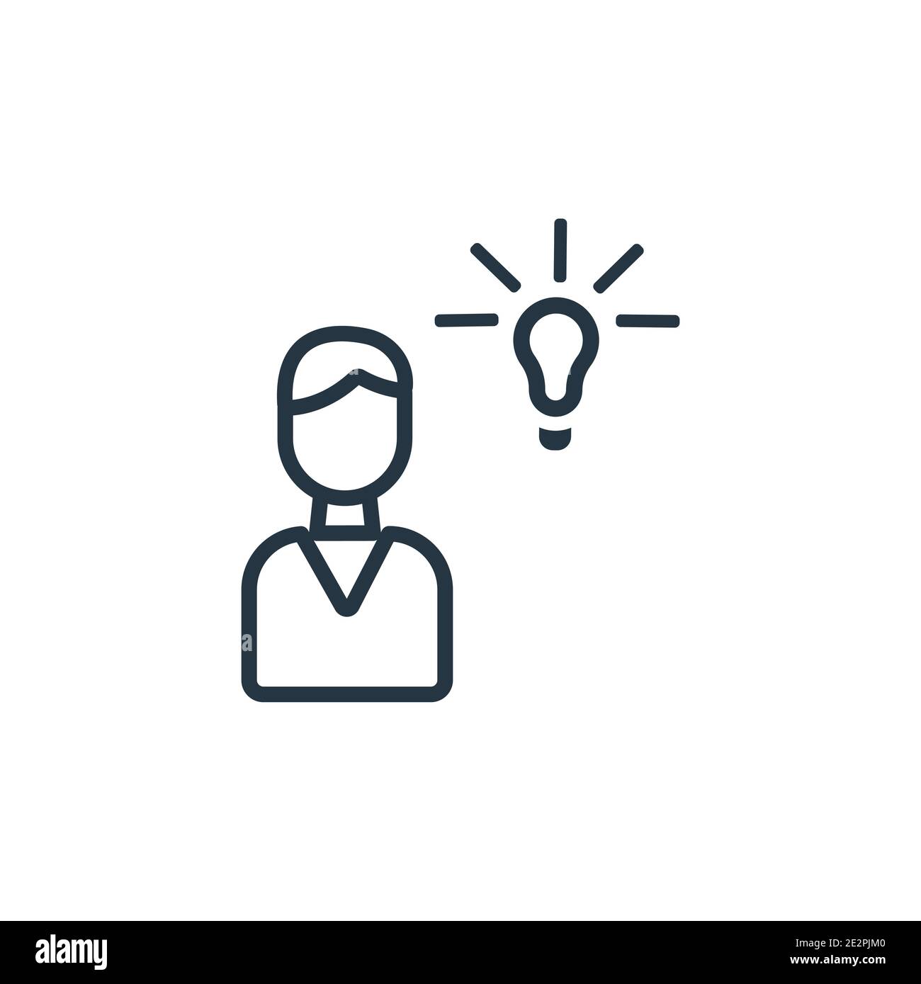 Having an idea outline vector icon. Thin line black having an idea icon ...