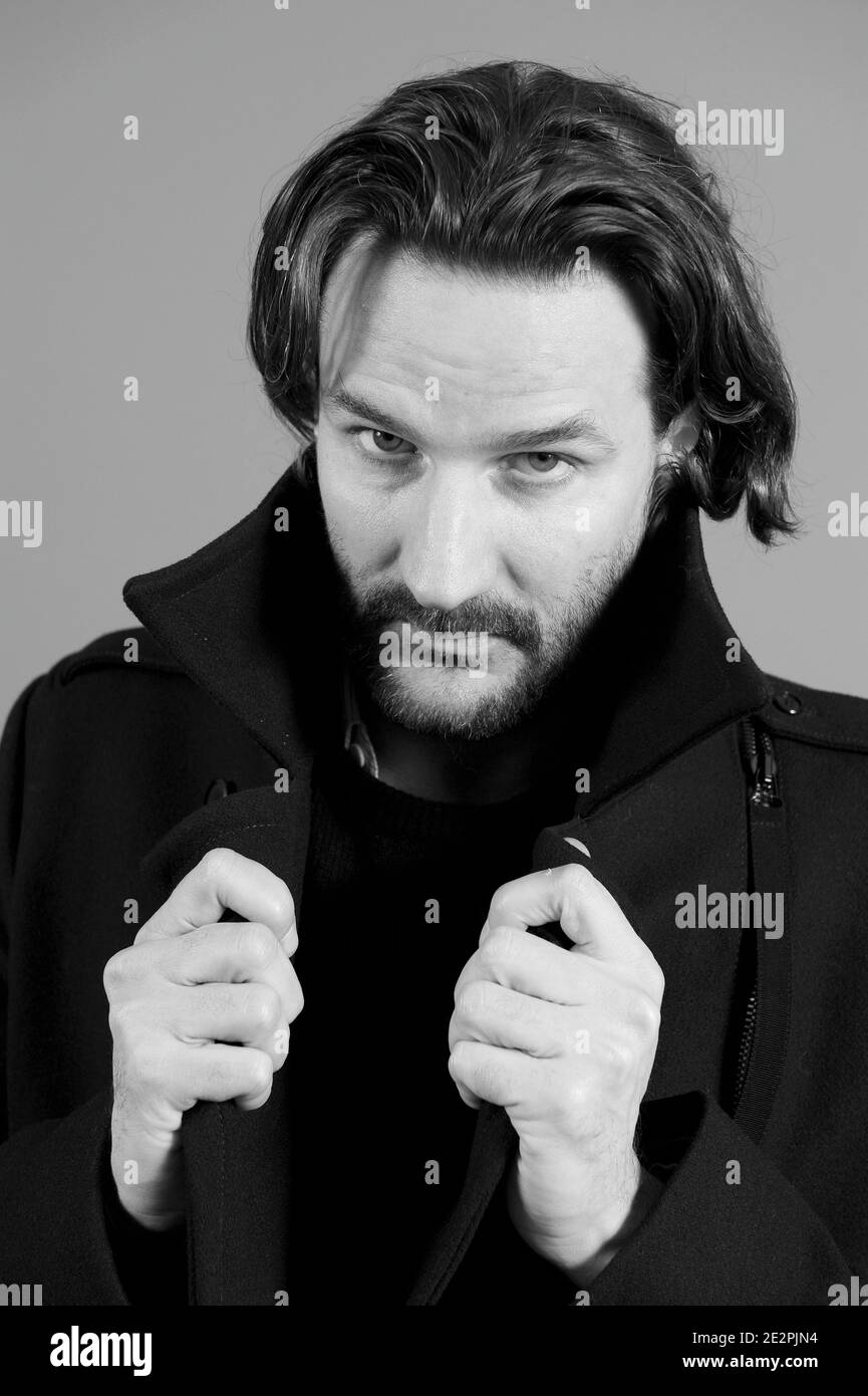 EXCLUSIVE. Frederic Beigbeder posing prior the 'Romy Schneider and ...