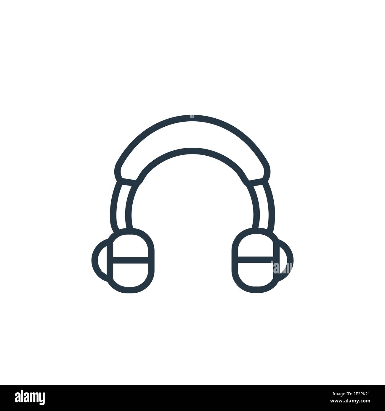 Earphones outline vector icon. Thin line black earphones icon, flat ...