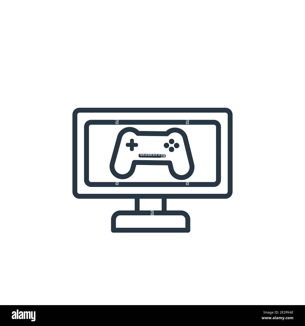 Pc game outline vector icon. Thin line black pc game icon, flat vector ...