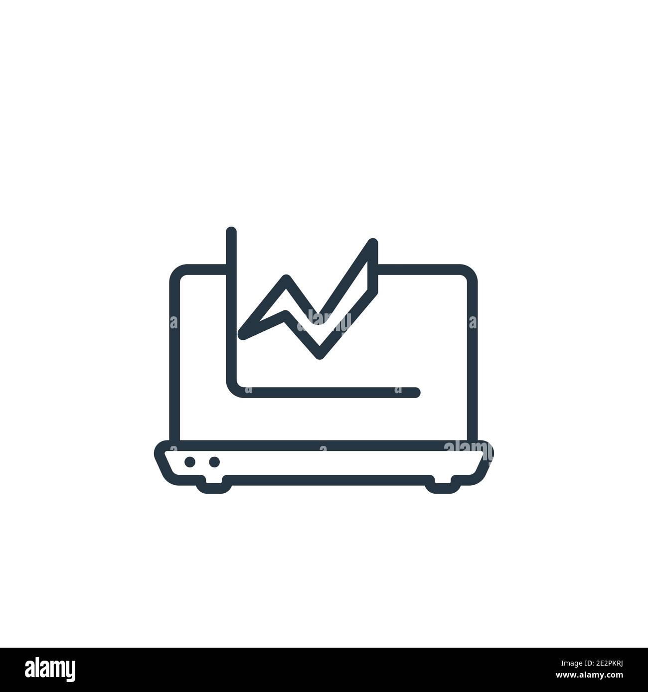 Laptop stream graphic symbol outline vector icon. Thin line black ...