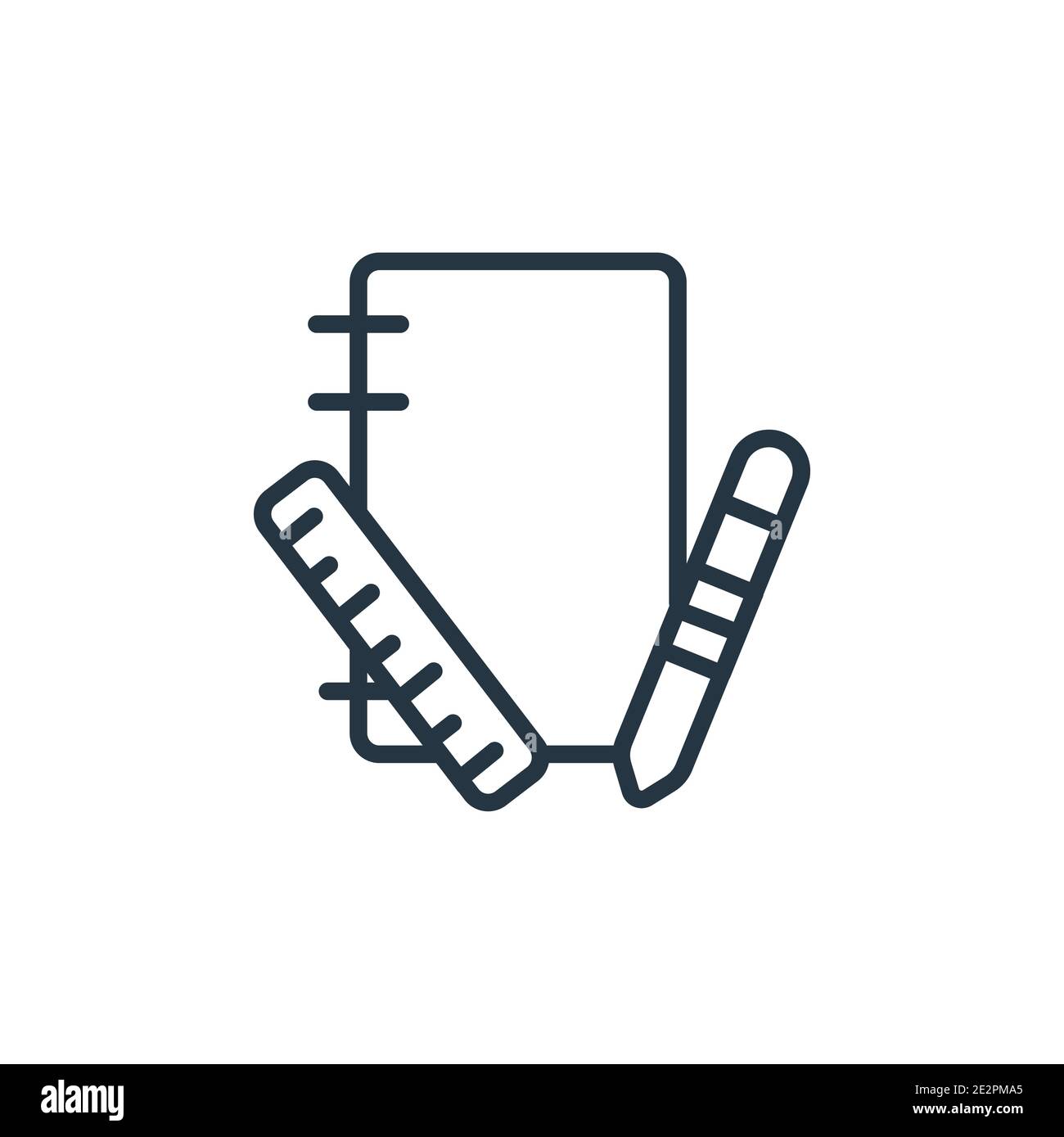 School material outline vector icon. Thin line black school material ...
