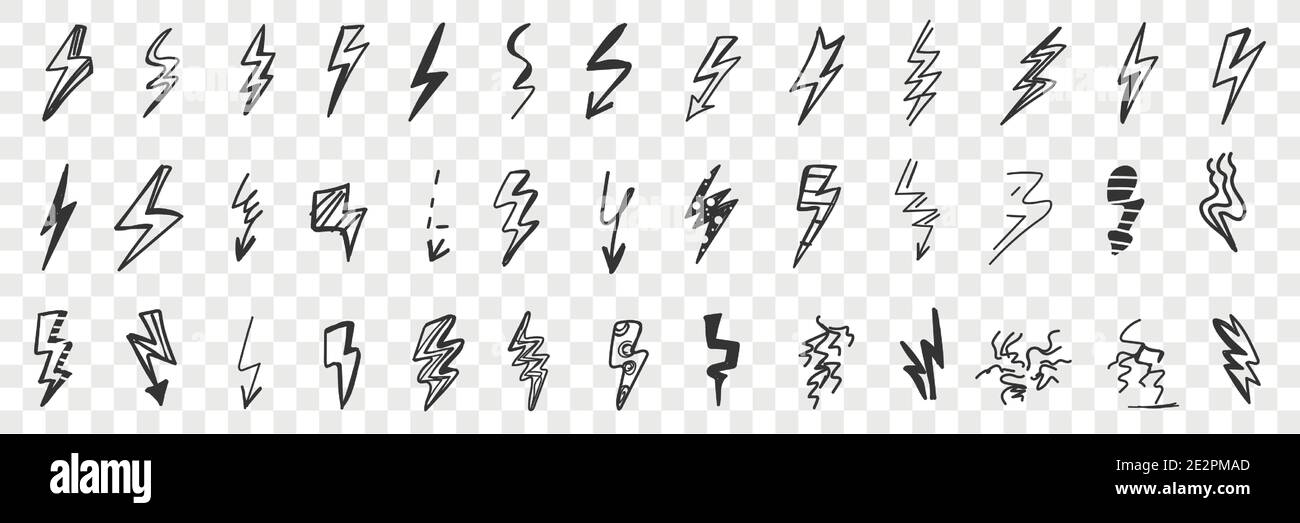 Various arrows and danger indicators doodle set. Collection of hand ...