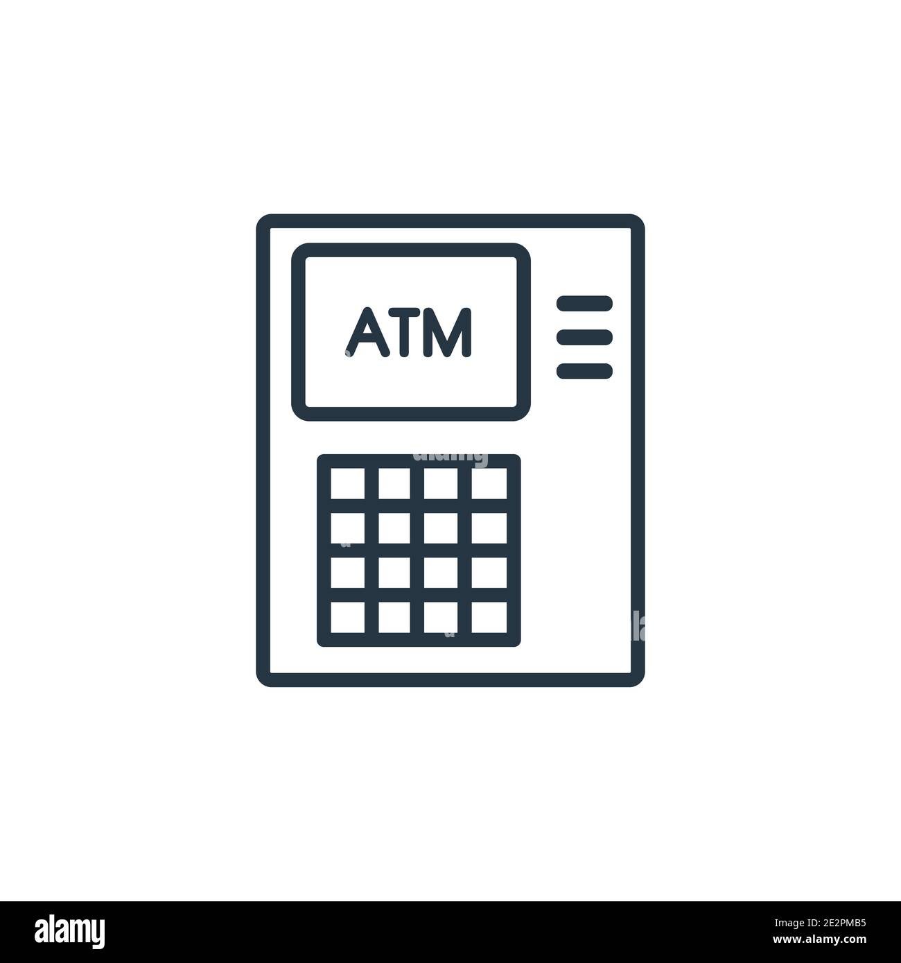 Atm machine outline vector icon. Thin line black atm machine icon, flat ...