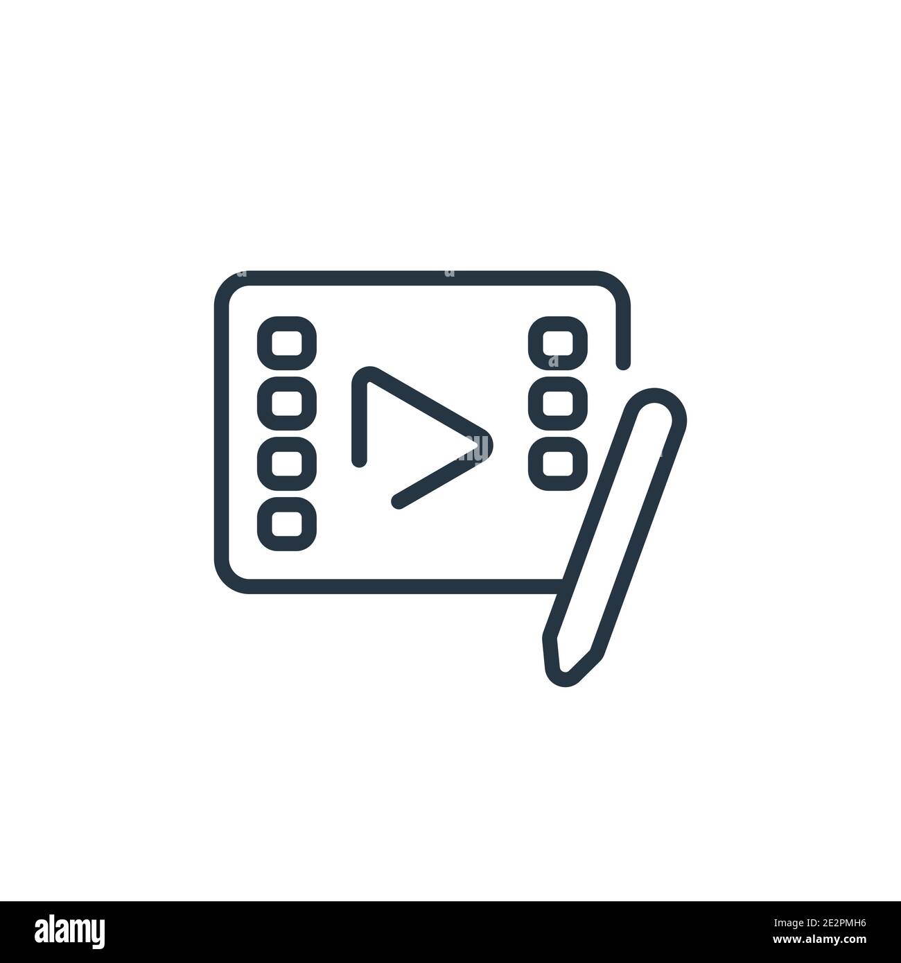 Video editing outline vector icon. Thin line black video editing icon ...