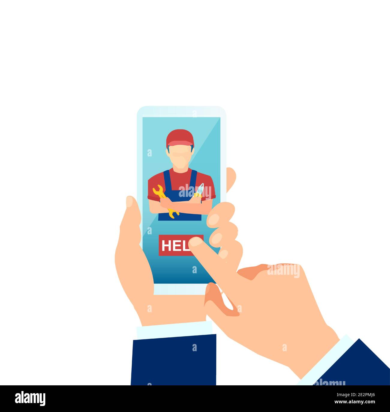 Vector of a man using mobile app for home service Stock Vector Image ...