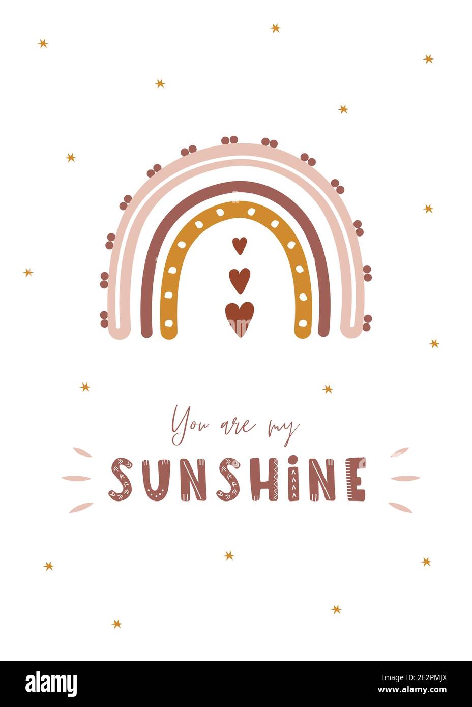 Trendy rainbow in boho style in different color. You are my sunshine ...