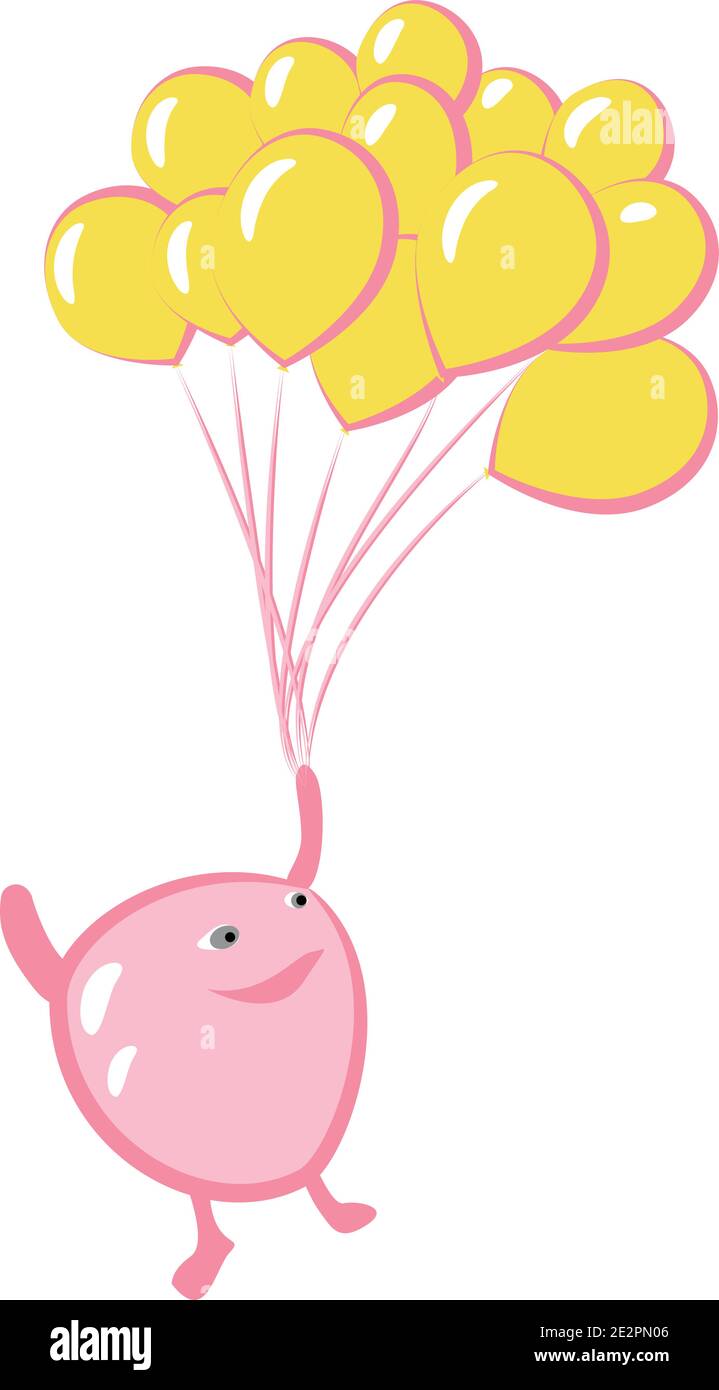 Cute cartoon character with balloons Stock Vector Image & Art - Alamy