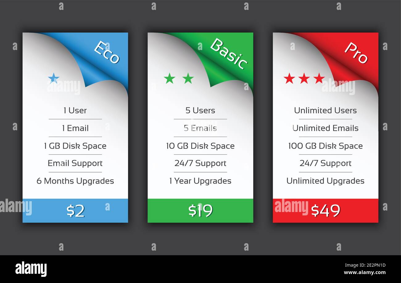 Pricing Plan Template Stock Vector Images - Alamy