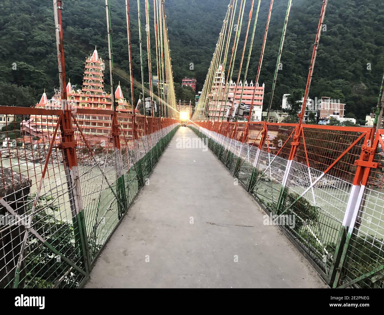 Beautiful shot of the Lakshman Jhula bridge in Rishikesh Stock Photo ...