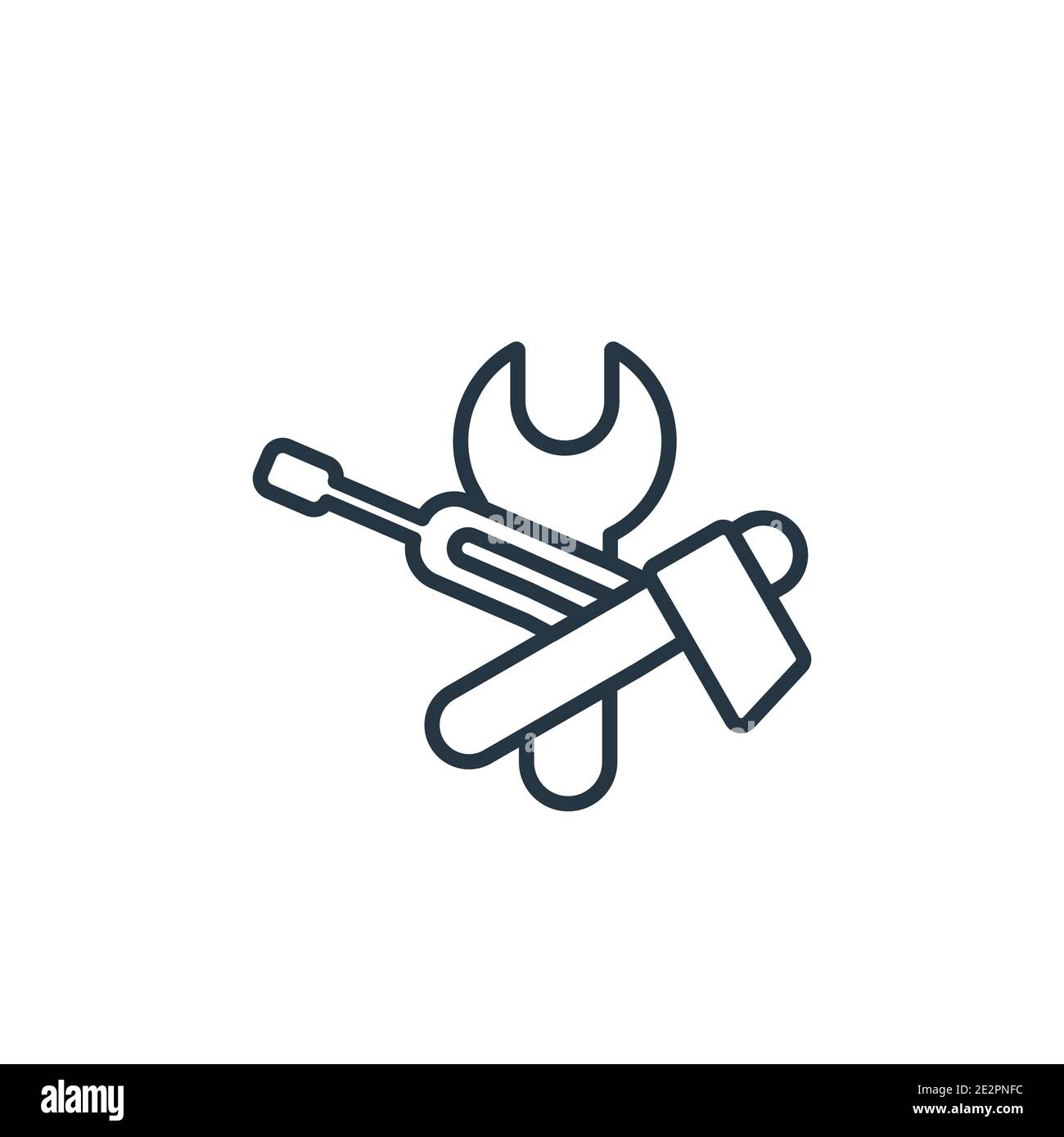 Three tools outline vector icon. Thin line black three tools icon, flat ...