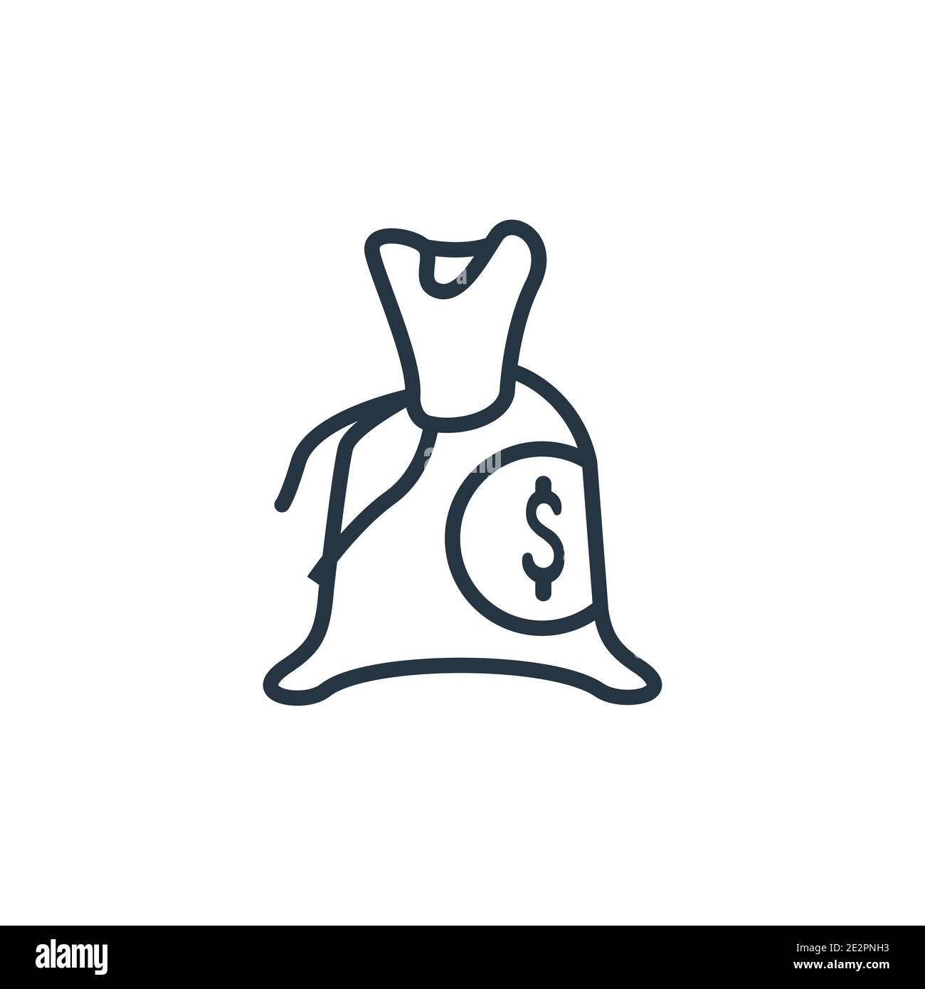 Full money bag outline vector icon. Thin line black full money bag icon ...