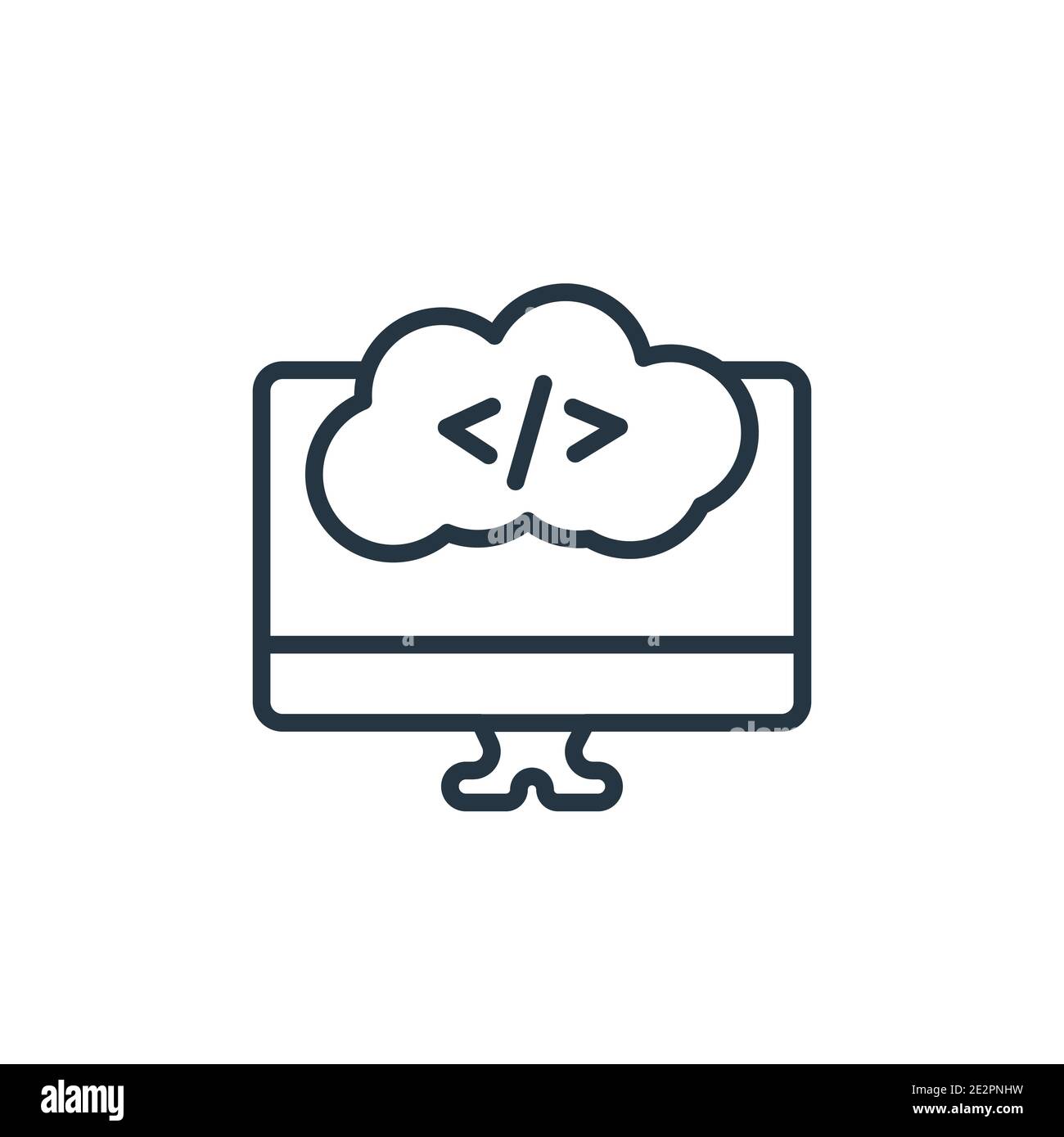 Computing code outline vector icon. Thin line black computing code icon ...