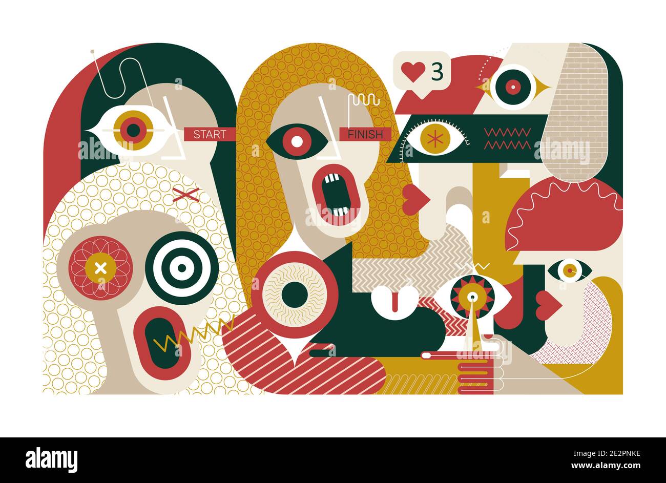 Group Of People Talking. People having discussion. Modern abstract art ...